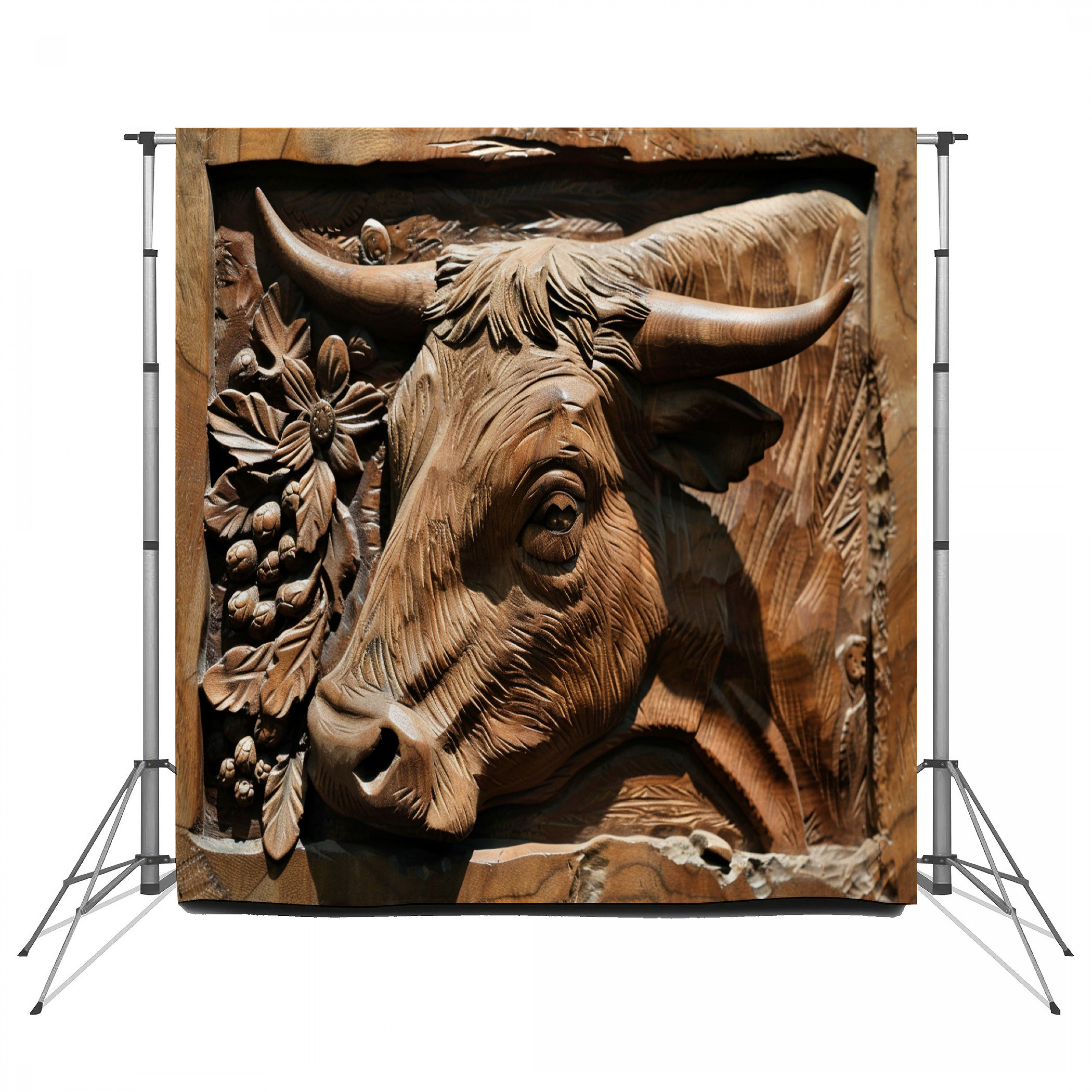 VisionDecor Bull sculpture Backdrop Art Large Rustic Photo Backdrop ...