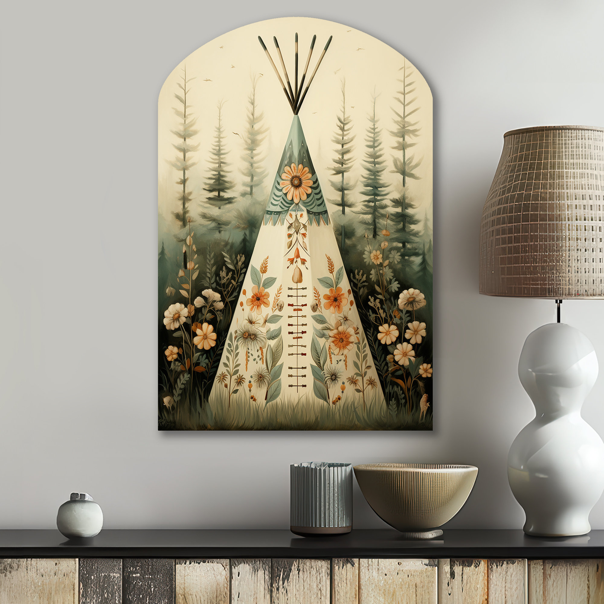 Design Art Beige Native Tipi Serenity In Nature - Native American Art ...