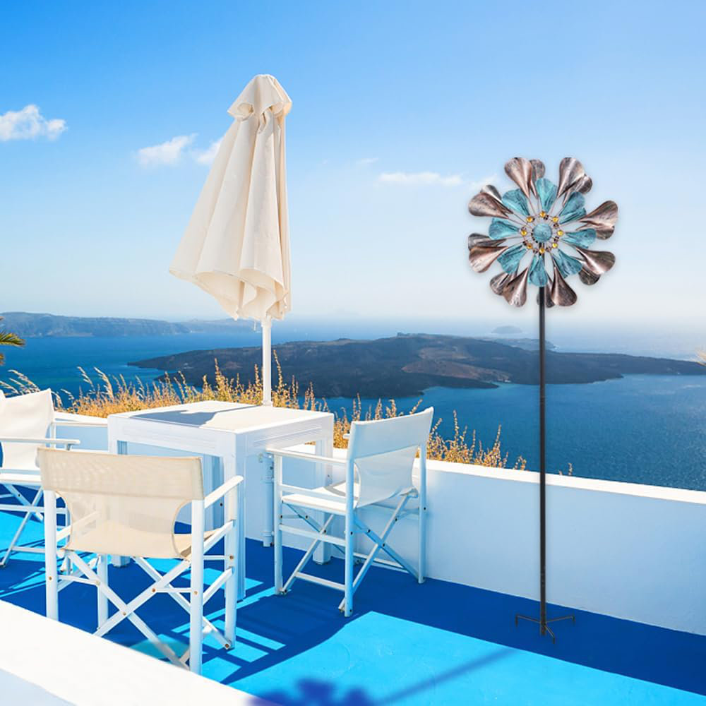 Arlmont & Co. Obra 75 Inch Double Metal Rotator Garden Wind Spinner ...