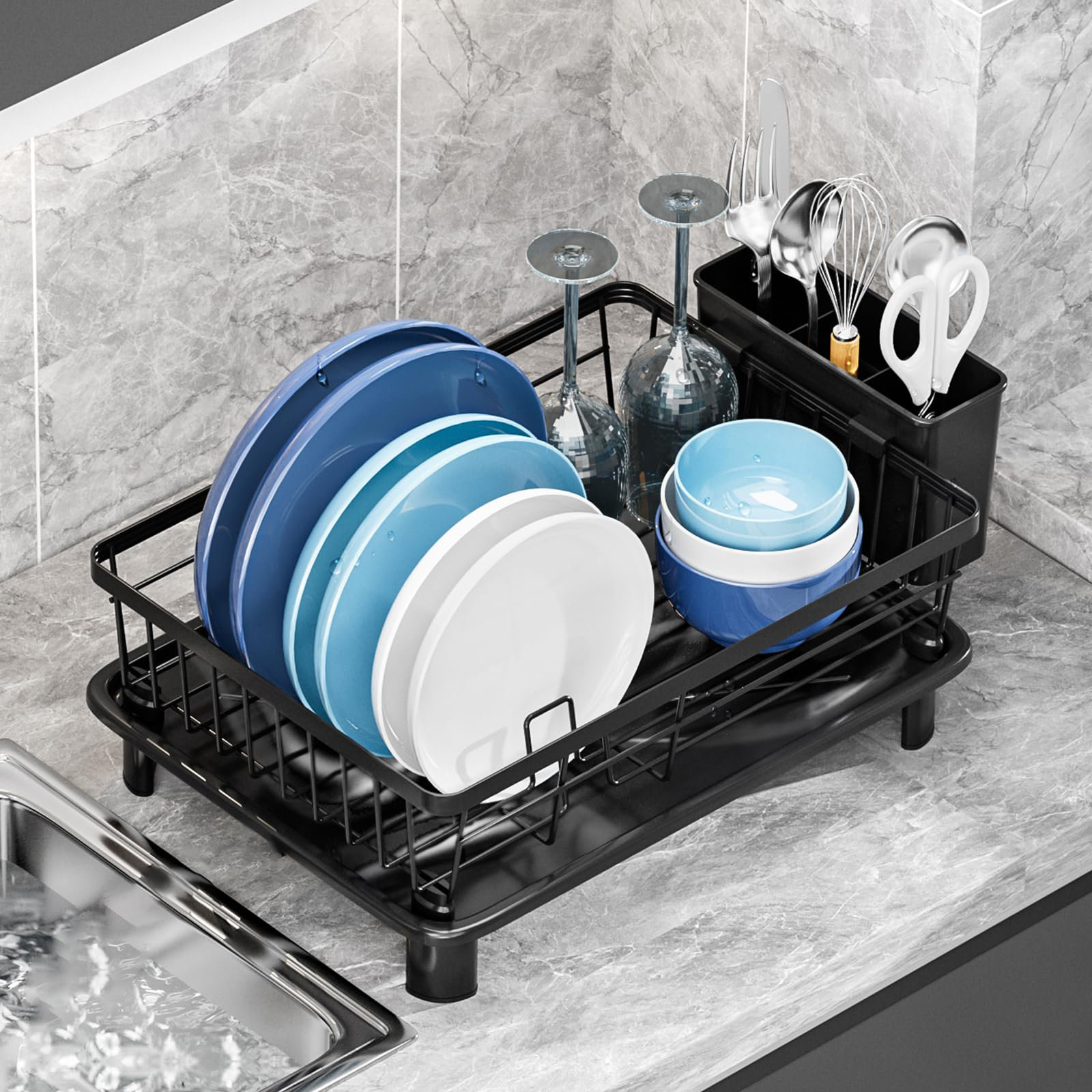 PET SUPPLY PLUS INC Plate Drying Rack, Space-Saving Plate Rack, Movable ...