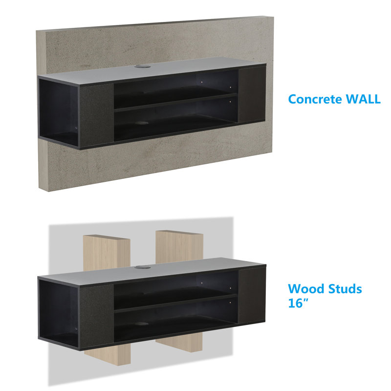 Latitude Run® Ayaniah 3 Piece Square Floating Shelf with Adjustable ...