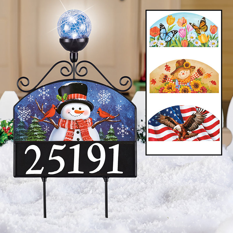 Winston Brands Solar Powered Magnetic Interchangeable Seasonal Address ...