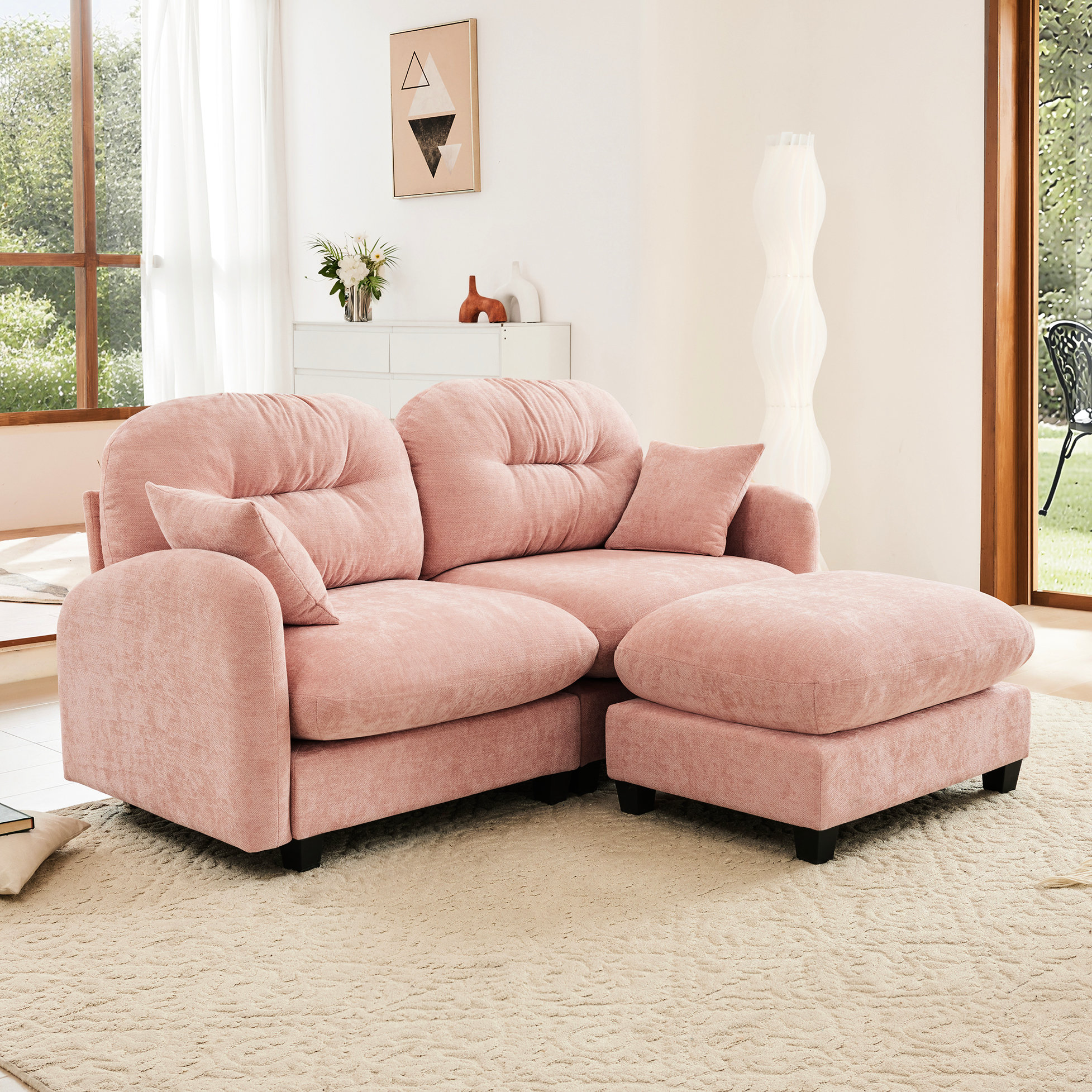 Latitude Run® Pink With And , Comfortable Functional Design Chenille ...
