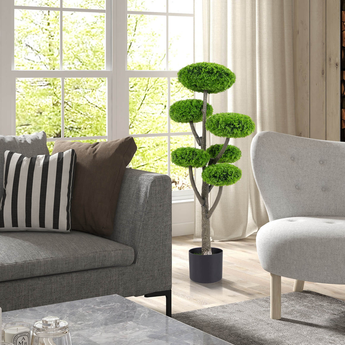 Primrue Faux Cypress Topiary Ball Tree With Six Balls Fake Shrub Plant ...