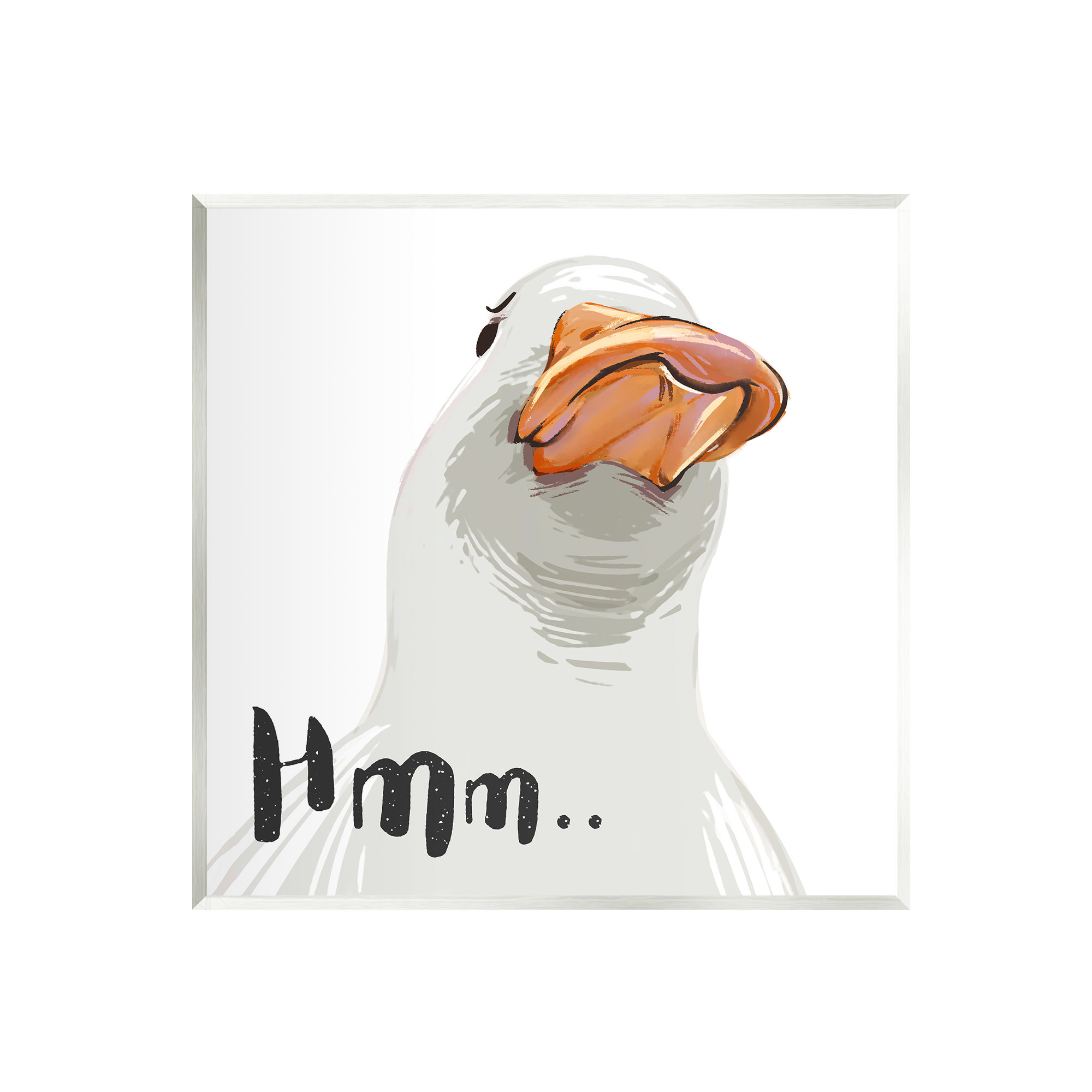 Stupell Industries Hmm.. Funny Duck Thinking Face Wall Plaque Art By ...