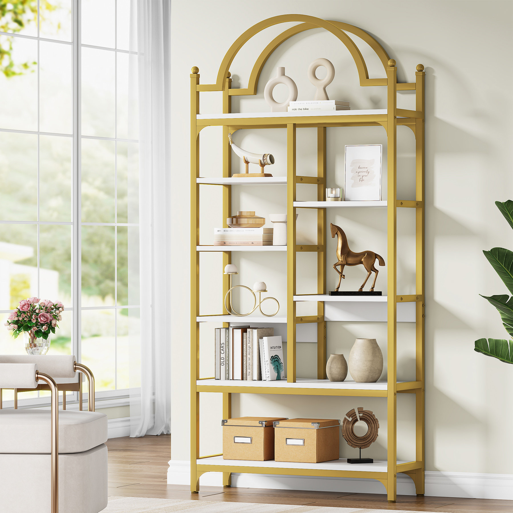 House of Hampton® Landrienne 31.5" Bookshelf, Large Storage Bookcase ...