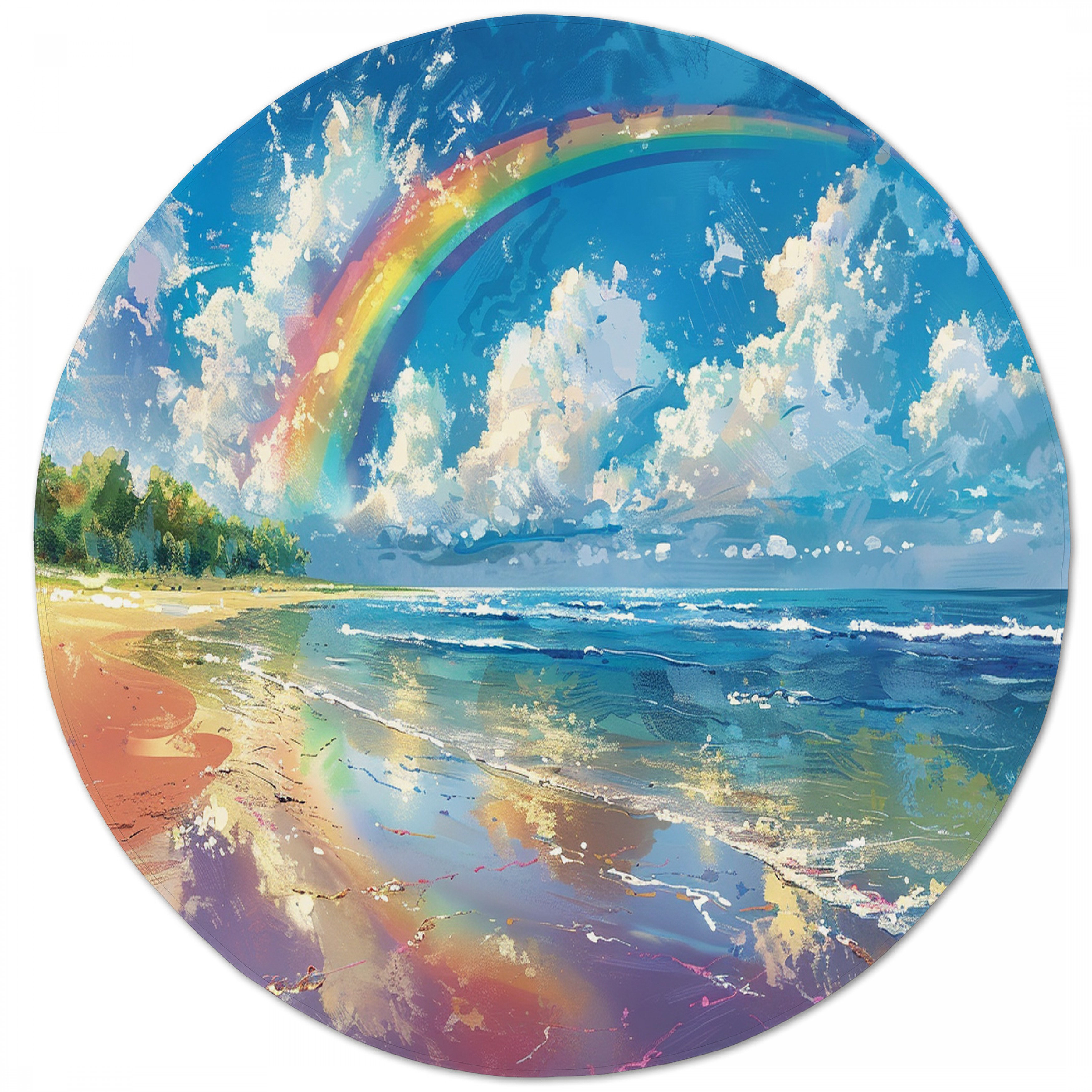 Rosecliff Heights Beach Rainbow Round Rug Nature Circular rug is ...