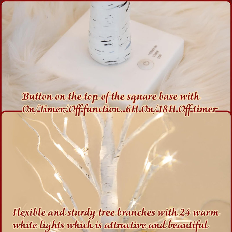 The Holiday Aisle® Warm White Lighted Birch Tree for Home Decor Indoor ...