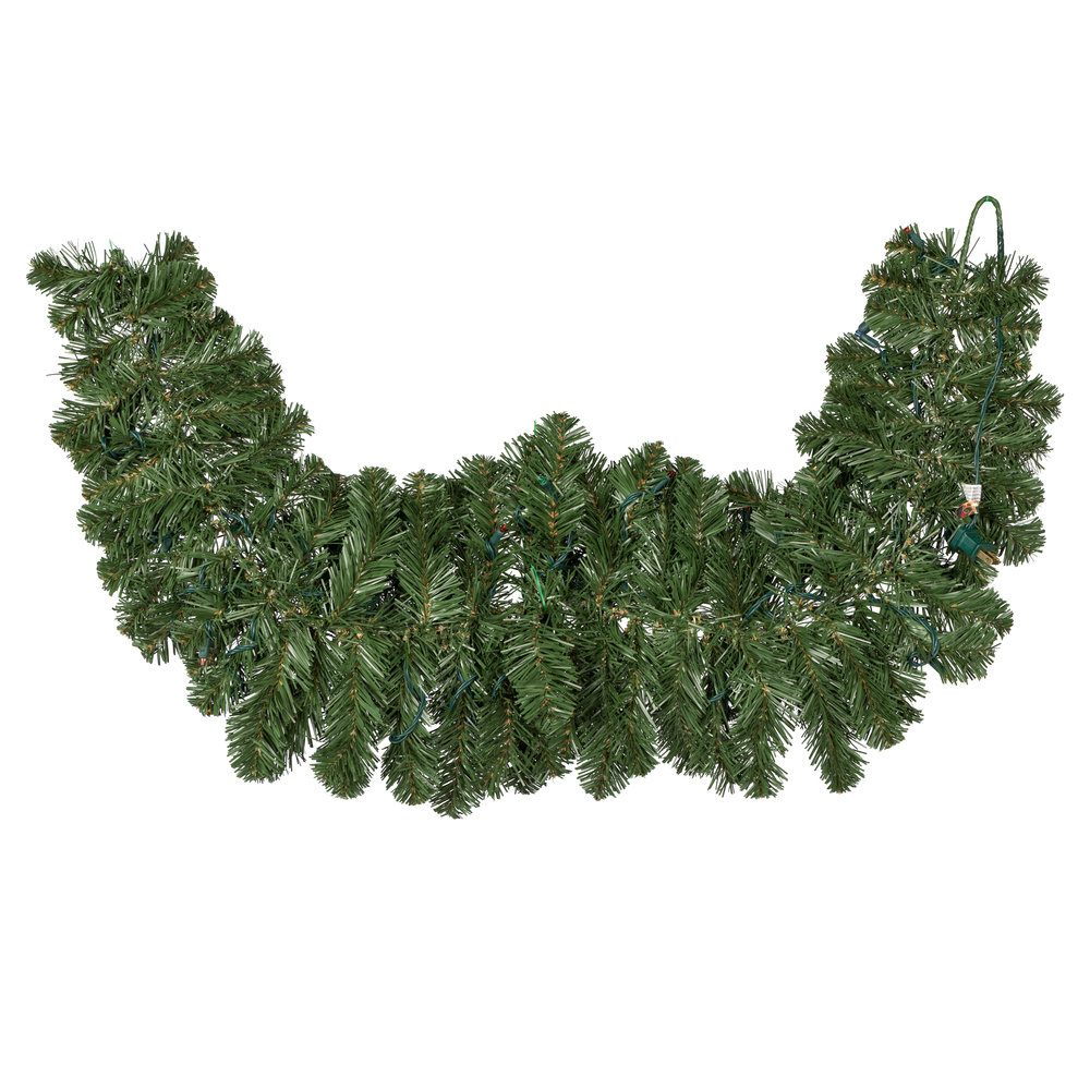 The Holiday Aisle® Oregon Fir Swag 50 Multi-Colored Lights | Wayfair