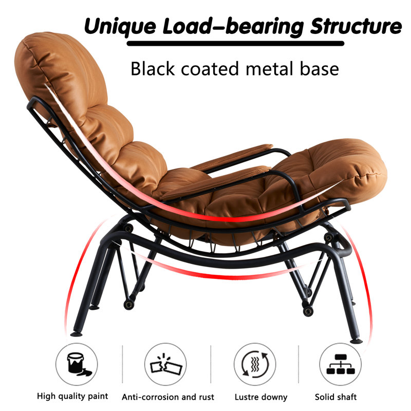 17 Stories Kalysia Metal Rocking Chair with Ottoman "& Reviews" | Wayfair