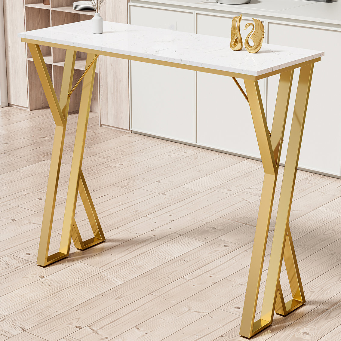 Yesurprise 17.72'' L x 41.34'' H Extendable Manufactured Wood High Top ...