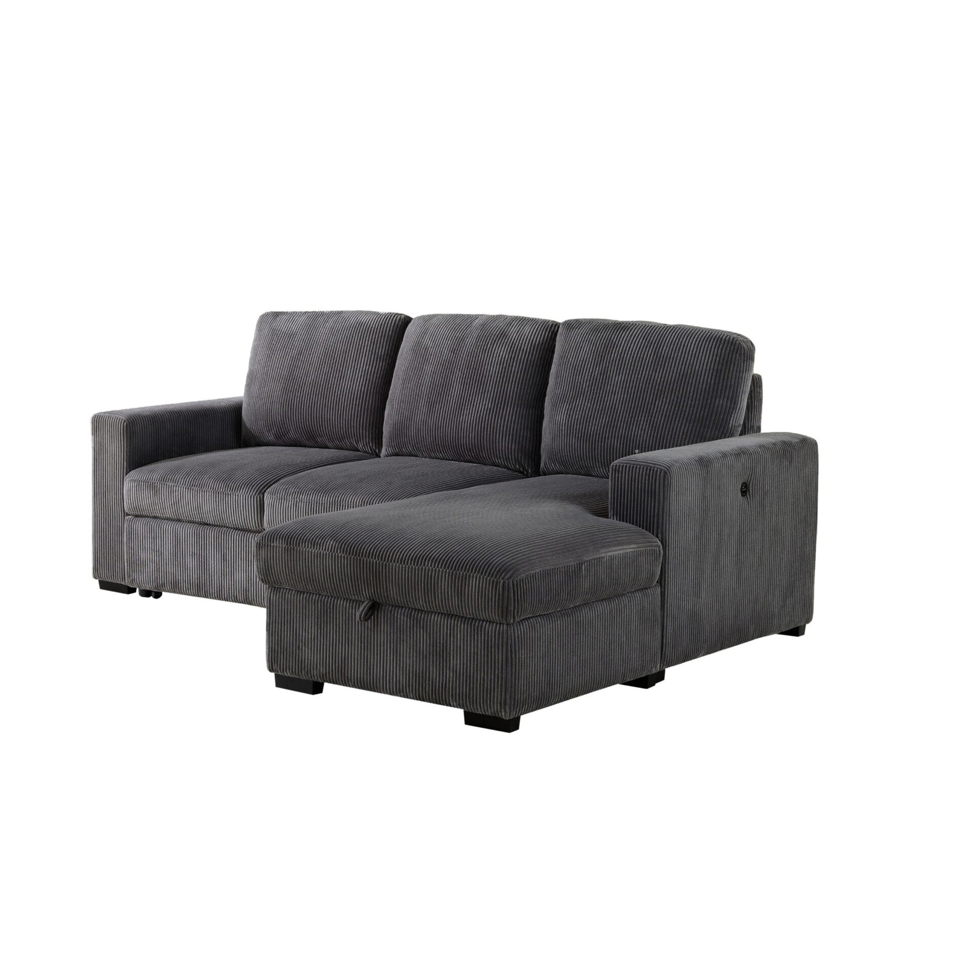 Latitude Run® Melody Grey Curved Sectional With Pullout, Contemporary ...