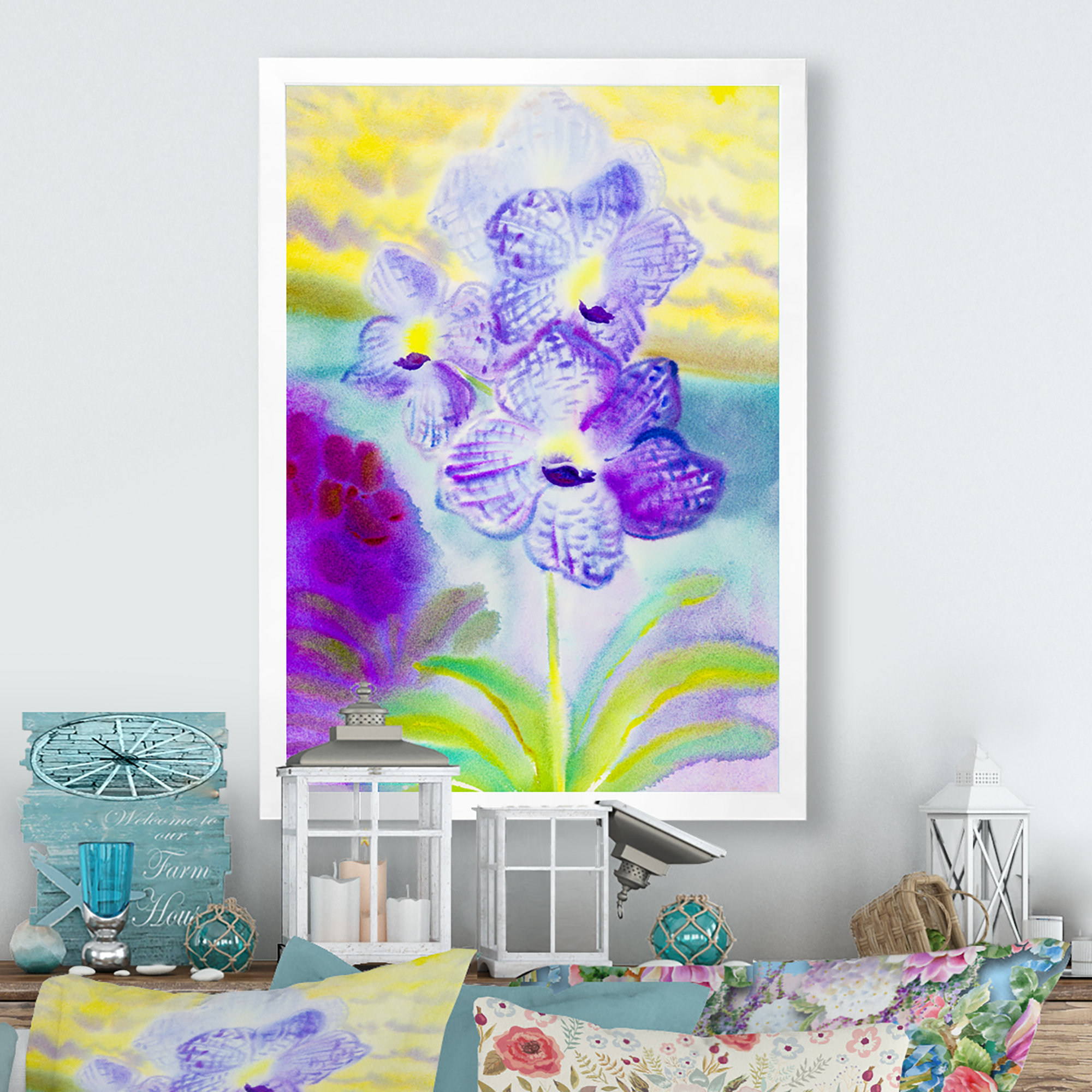 Winston Porter Abstract Purple Flowers In Summer - Traditional Canvas ...