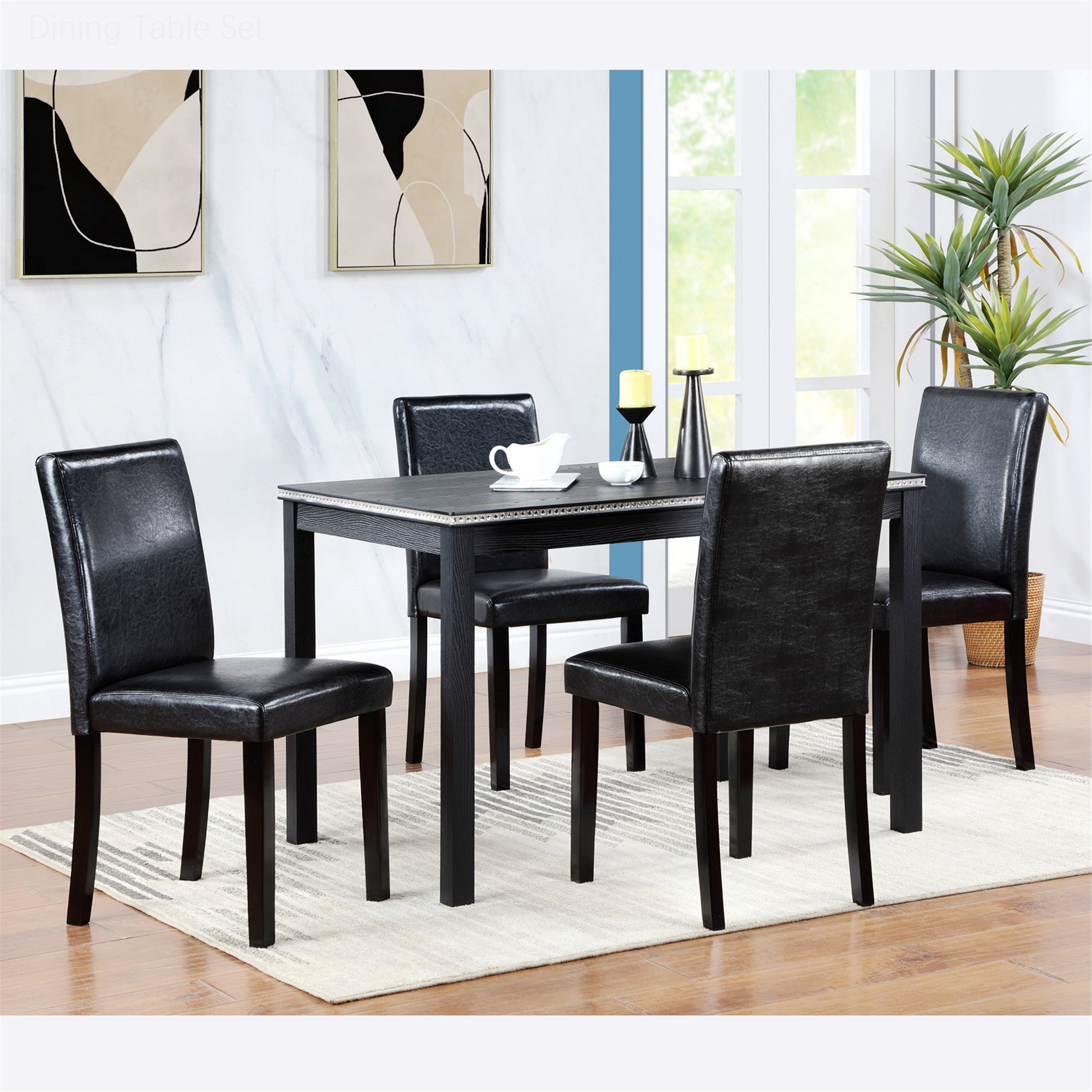 Wildon Home® 5 Piece Dining Table Set, Wooden Kitchen Table Set With A ...