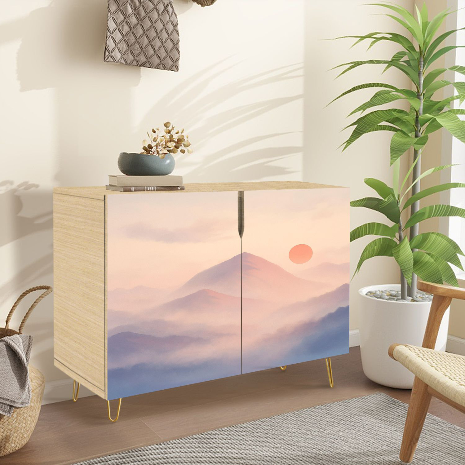 Dakota Fields Sideboard Buffet Cabinet with Storage Misty gentle slopes ...