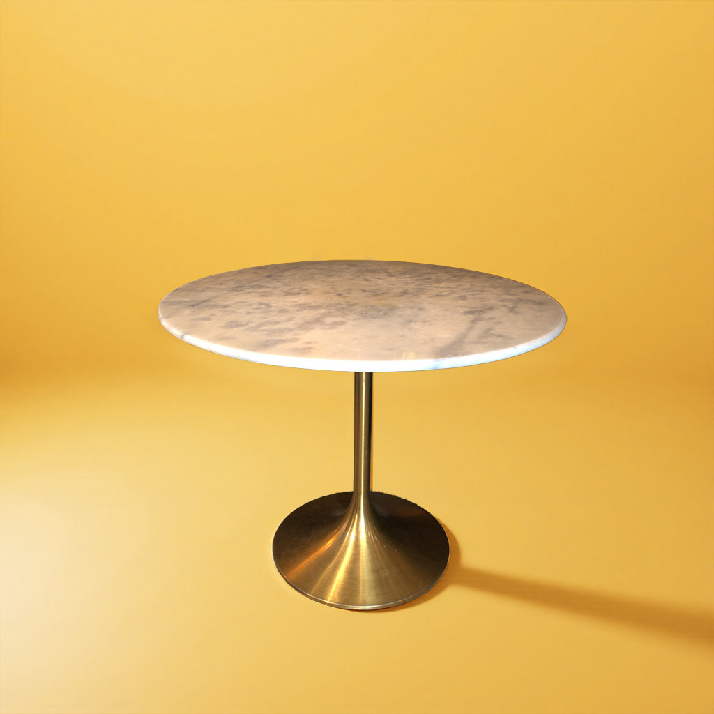 Mercer41 White Marble Fauk Table Gold Base | Wayfair