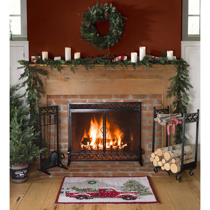 Lark Manor Akiera Small Iron Scrollwork Fireplace Screen With Two Doors ...