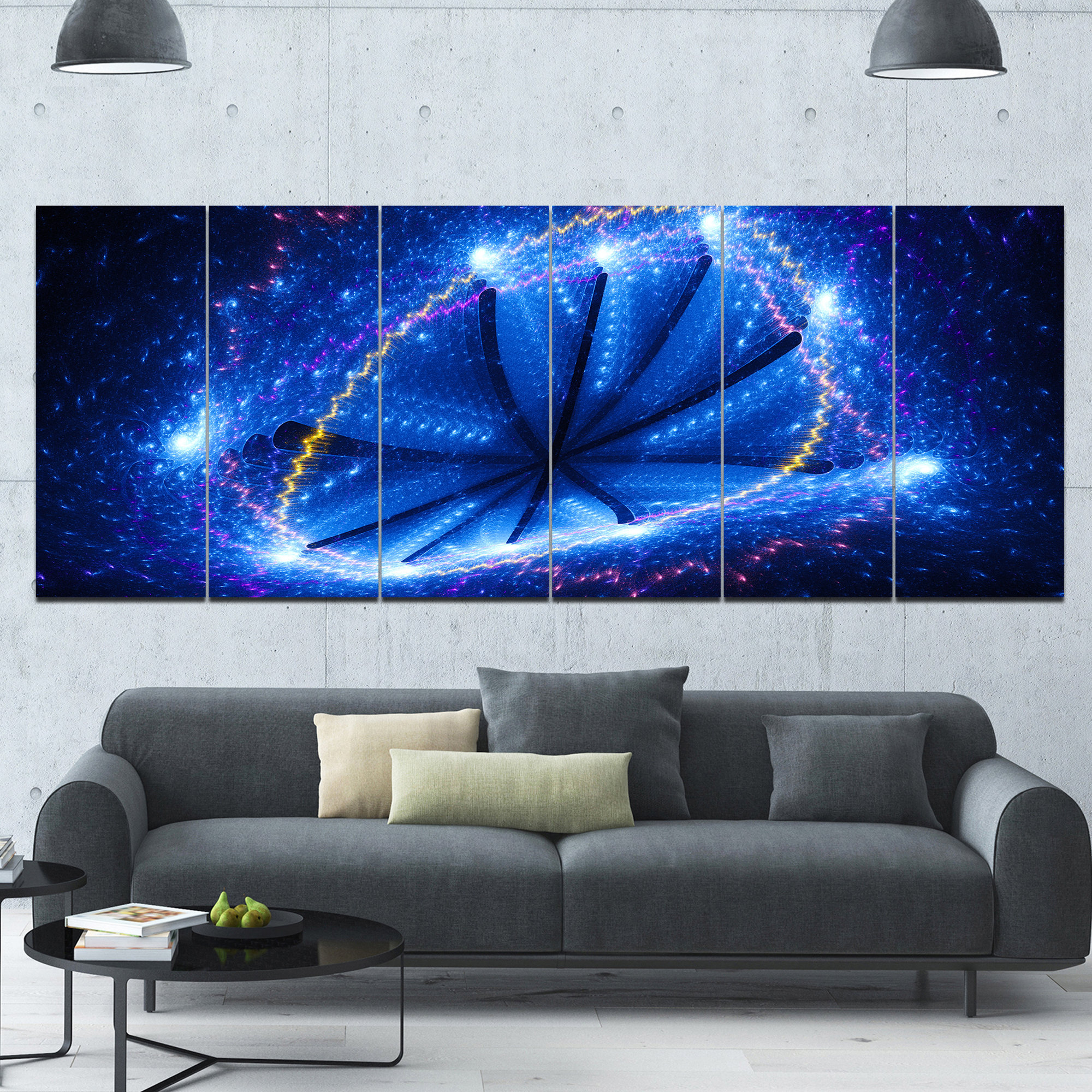 Design Art 'Blue Star Clusters' 6 Piece Graphic Art Print Set on Canvas ...