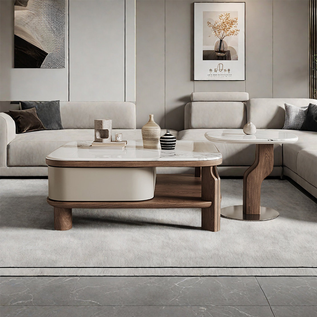 Wrought Studio™ Microcrystalline stone square coffee table | Wayfair