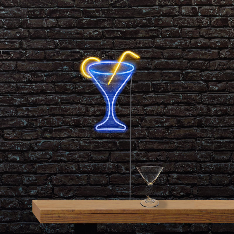Northlight Seasonal 17" LED Neon Style Martini Cocktail Wall Sign | Wayfair