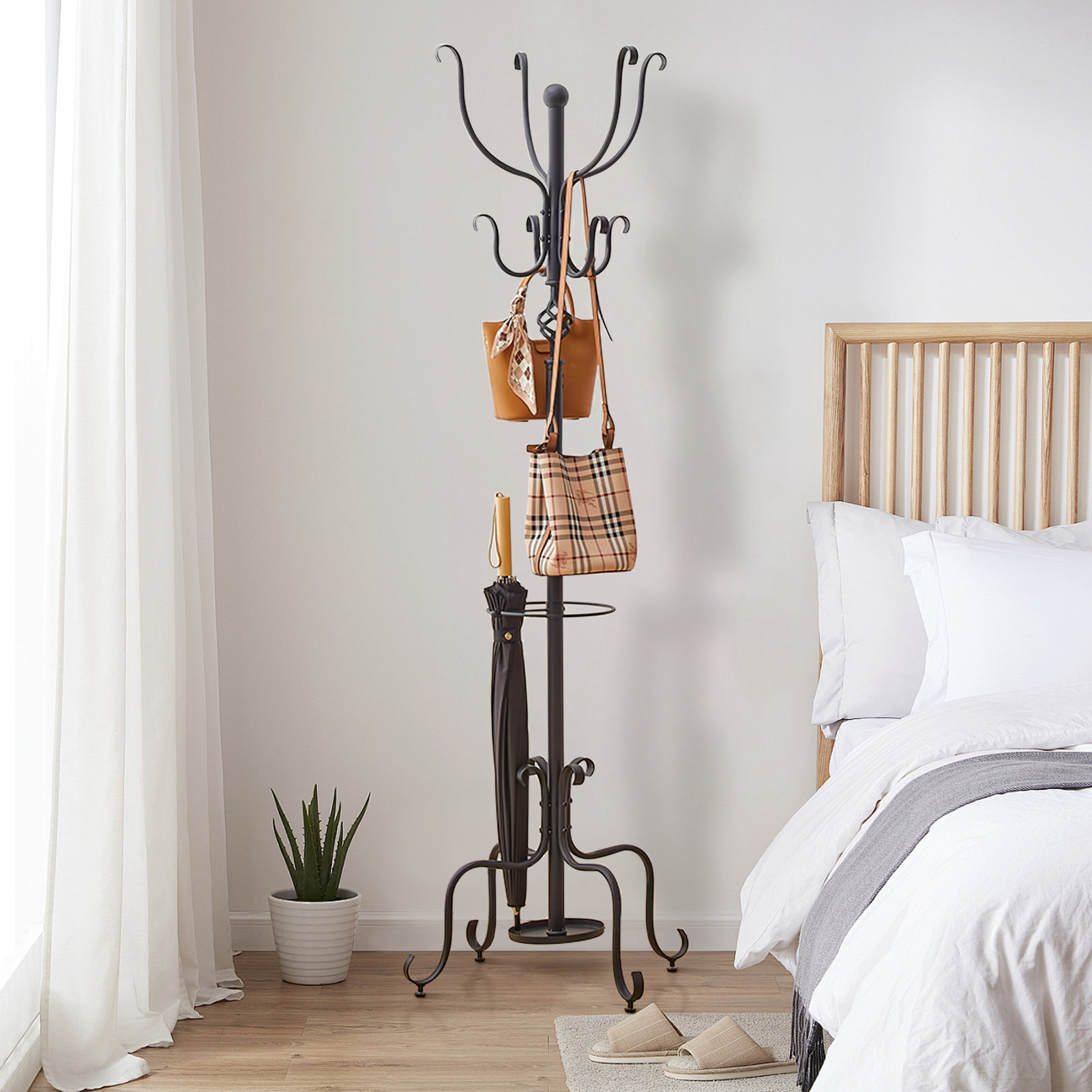 Charlton Home® Freestanding Metal Coat Hat Rack,Clothes Hanger With ...