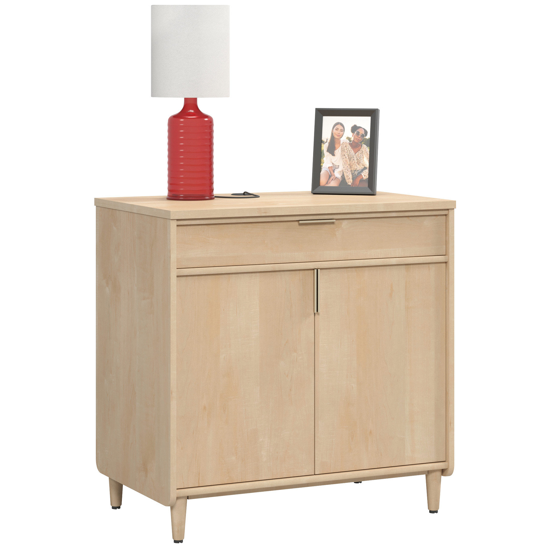 Ebern Designs Maple Finish Two - Door Base Cabinet, Full Extension ...