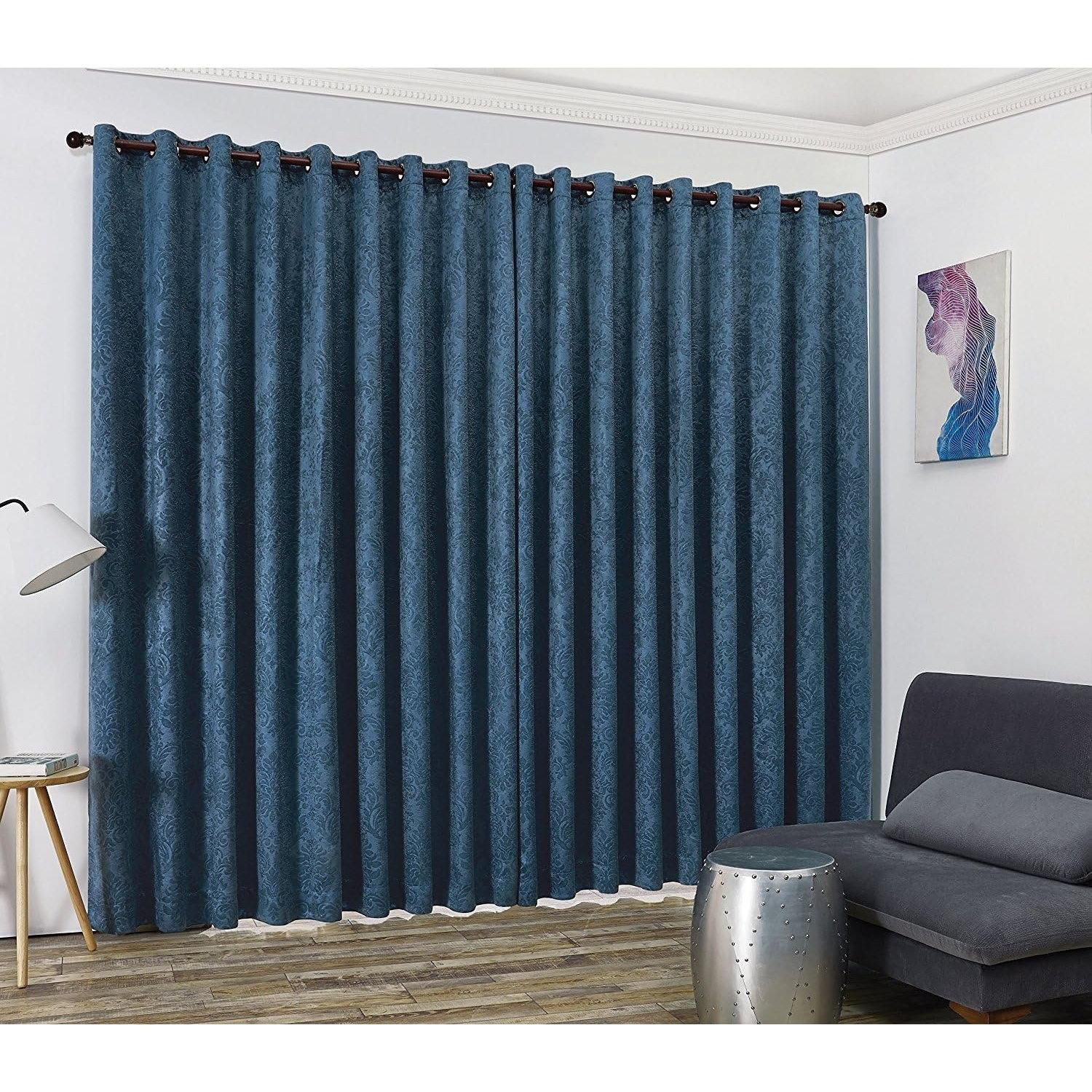 Alcott Hill Teal Blue Extra Wide Curtains For Wall Partition. Sliding ...