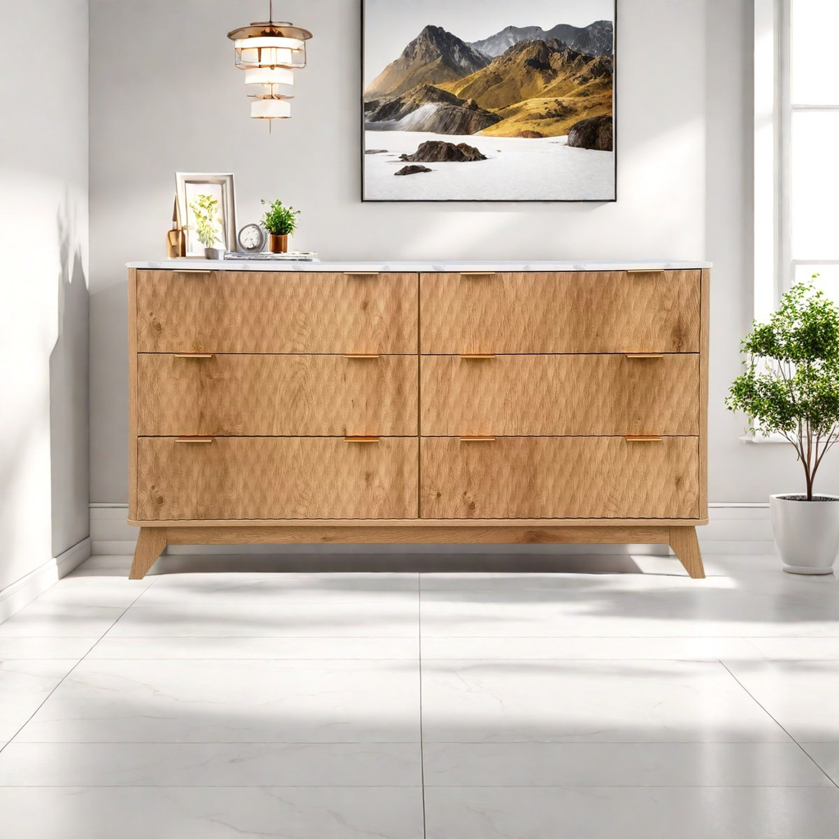 George Oliver 6 Drawer Dressing Table, Modern Drawer Cabinet | Wayfair