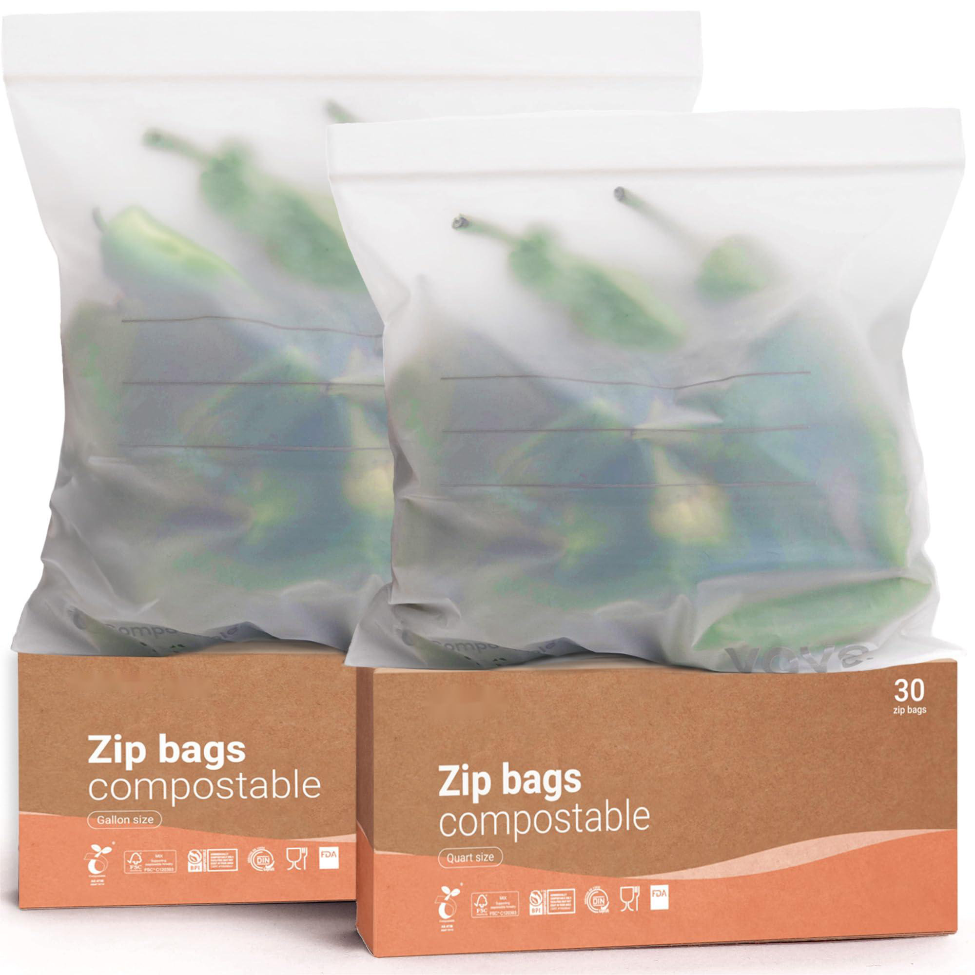 Prep & Savour | Plant-Based Quart Size Zip Lock Bags | Resealable, Bio ...