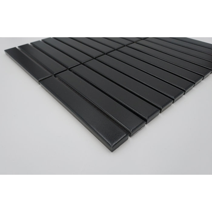 TheMosaicFactory 6" x 1" Straight Edge Porcelain Grid Mosaic Sheet Tile ...