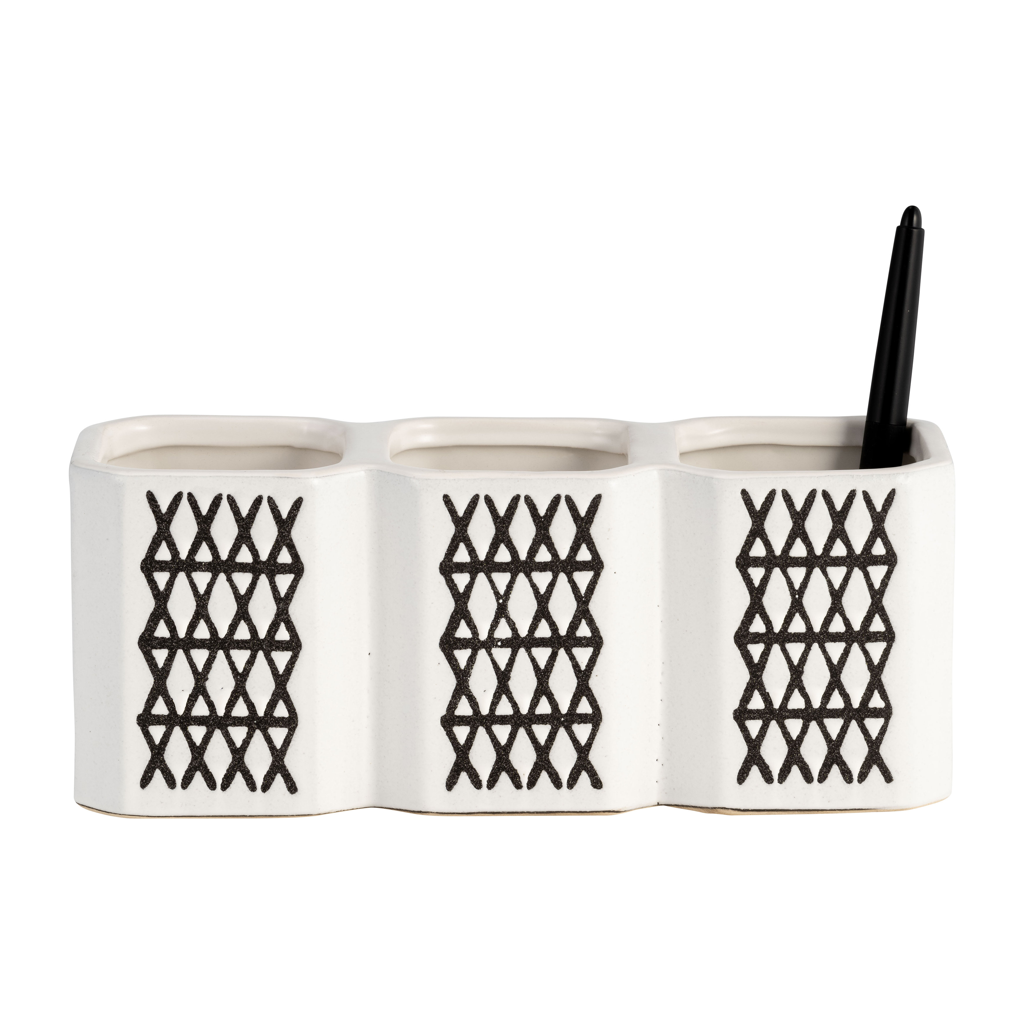 Dakota Fields 3-Cup Ceramic Pen Holder - 10" x 3" x 4" & Reviews | Wayfair