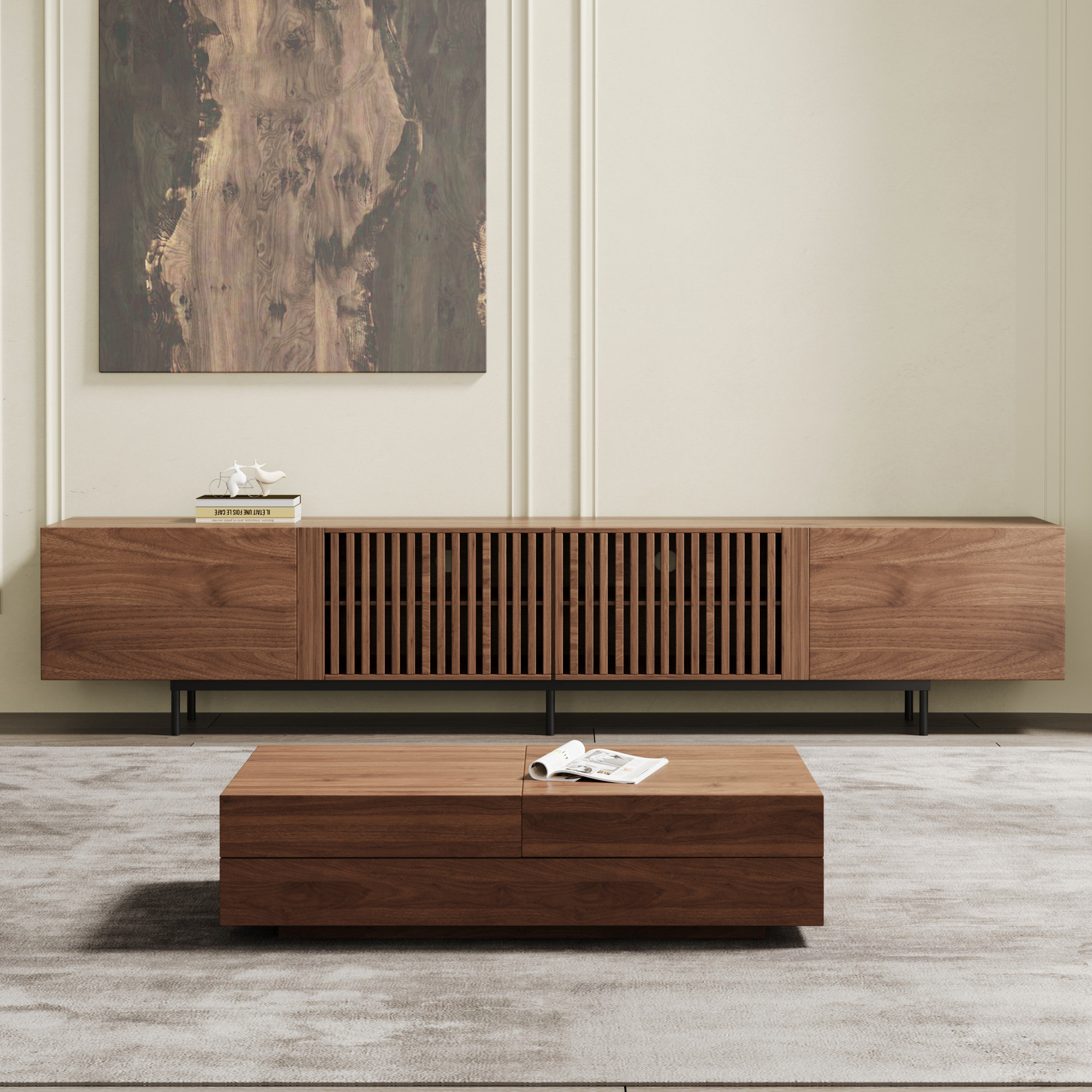 Loon Peak® Kaitin Medieval TV Cabinet and Coffee Table 2-Piece Living ...