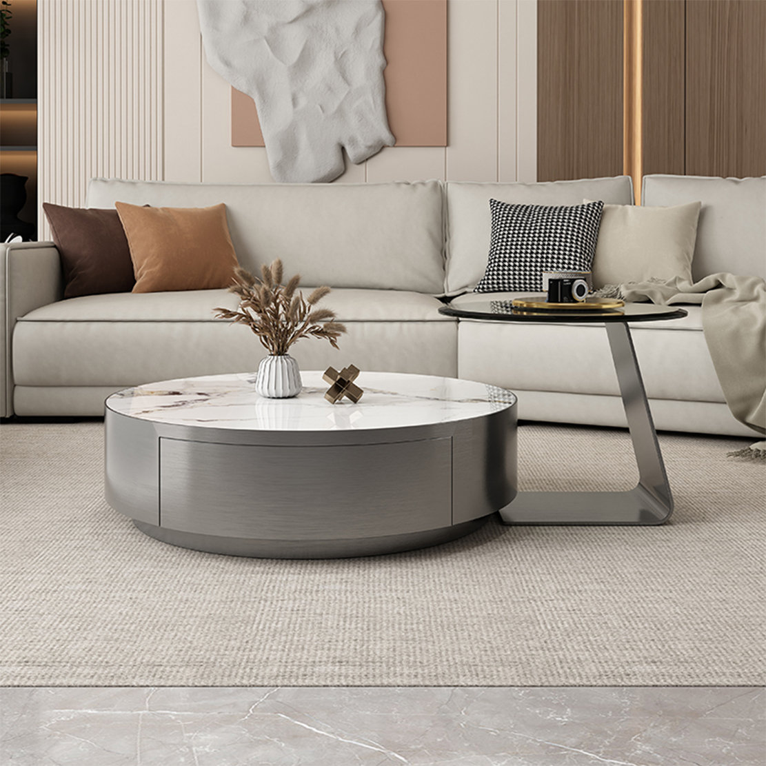 Wu's StylishVault Modern simple oval rock plate coffee table - Wayfair ...