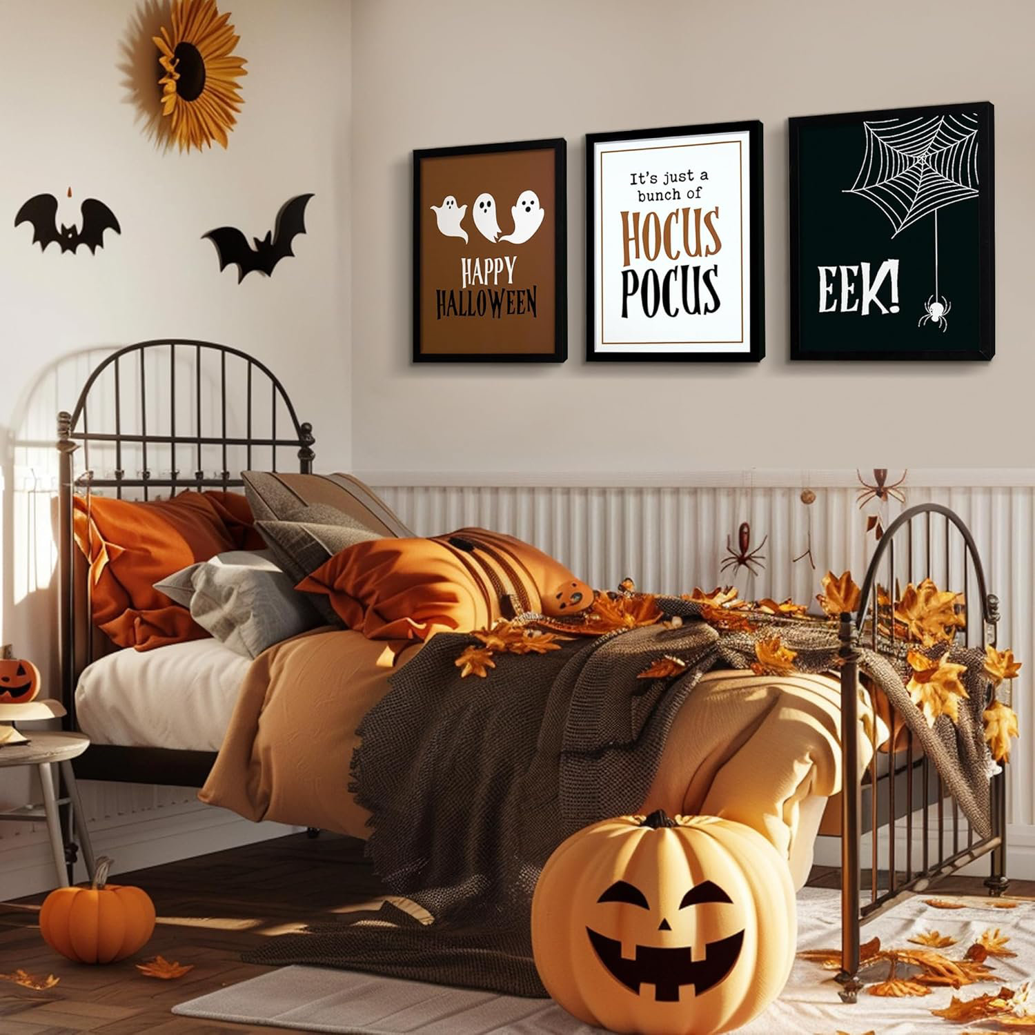 The Holiday Aisle® Framed Cute Halloween Wall Art,Modern Halloween Wall ...
