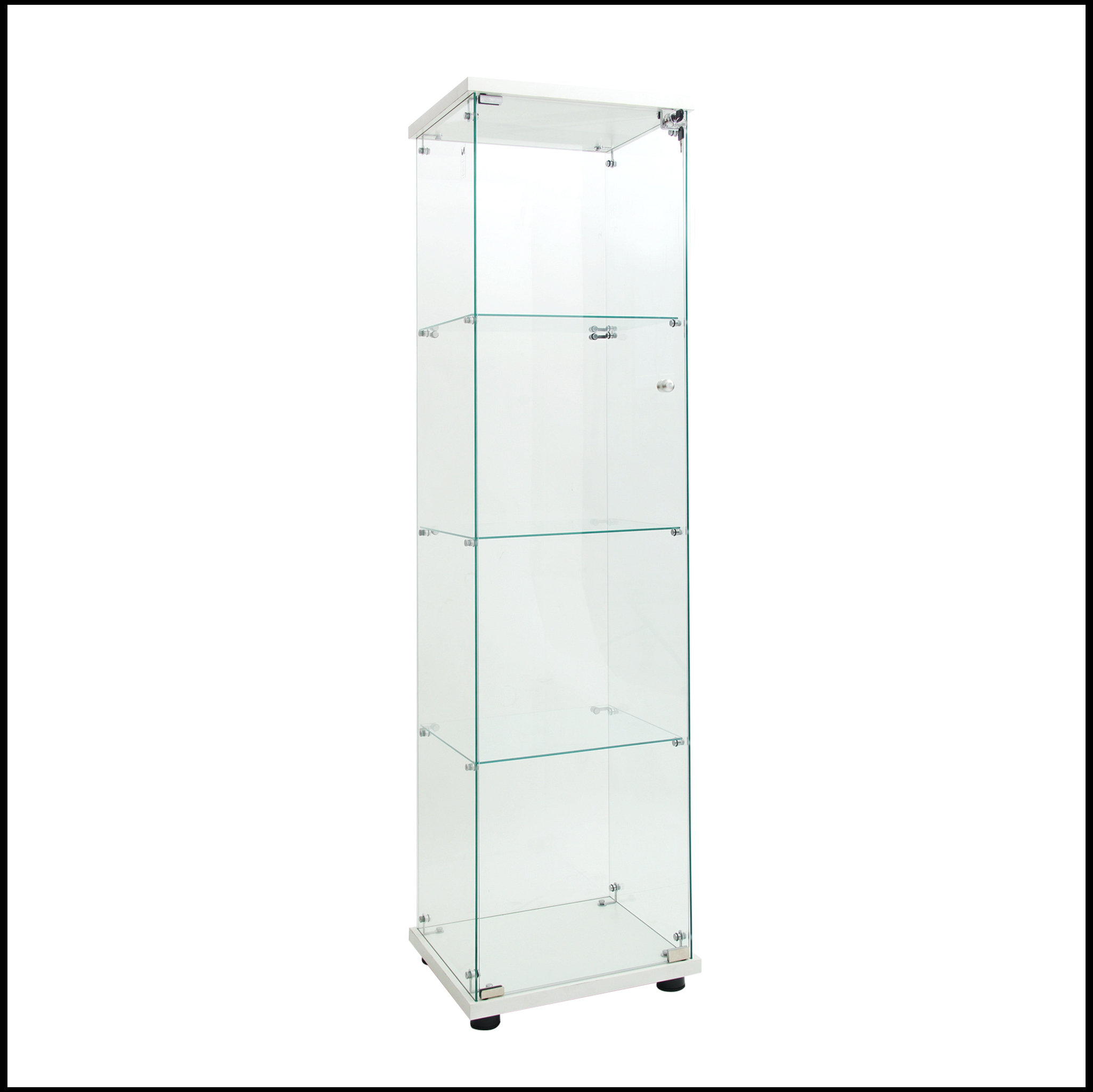 Ivy Bronx Lighted 4 Shelves Glass Cabinet Glass Display Cabinet with ...