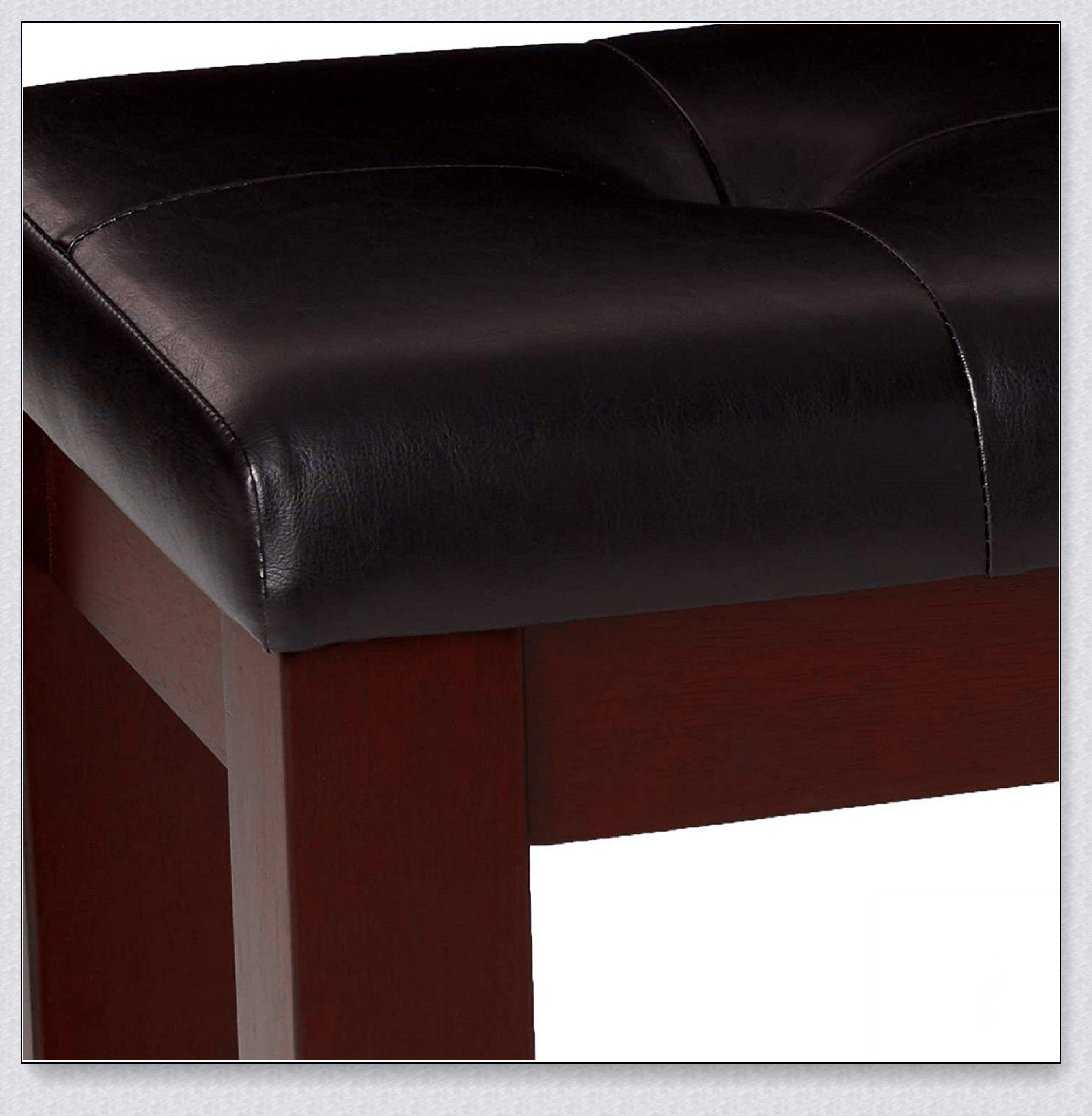 Latitude Run® 1Pc Modern Bench with Leather-Look Seat Tufted Upholstery Tapered Wood Legs ...
