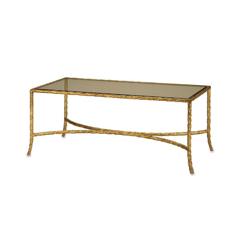 Currey & Company Gilt Rectangular Coffee Table by Gilbert Poillerat And ...
