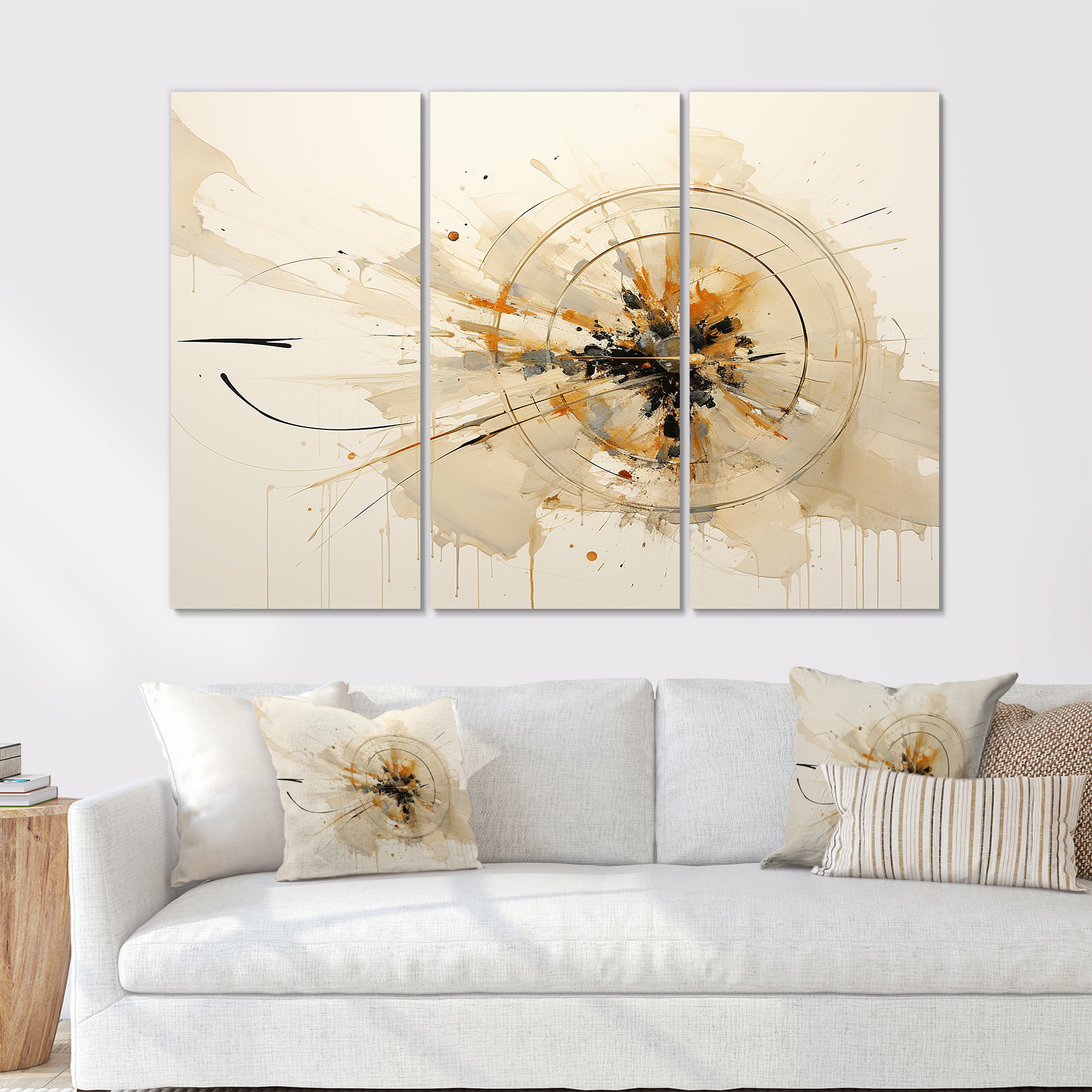 Design Art Beige Abstract Archery Collage - Abstract Collages Wall Art ...