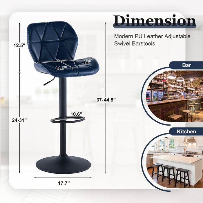 CLIPOP Swivel Upholstered Adjustable Height Counter Stool with Metal ...