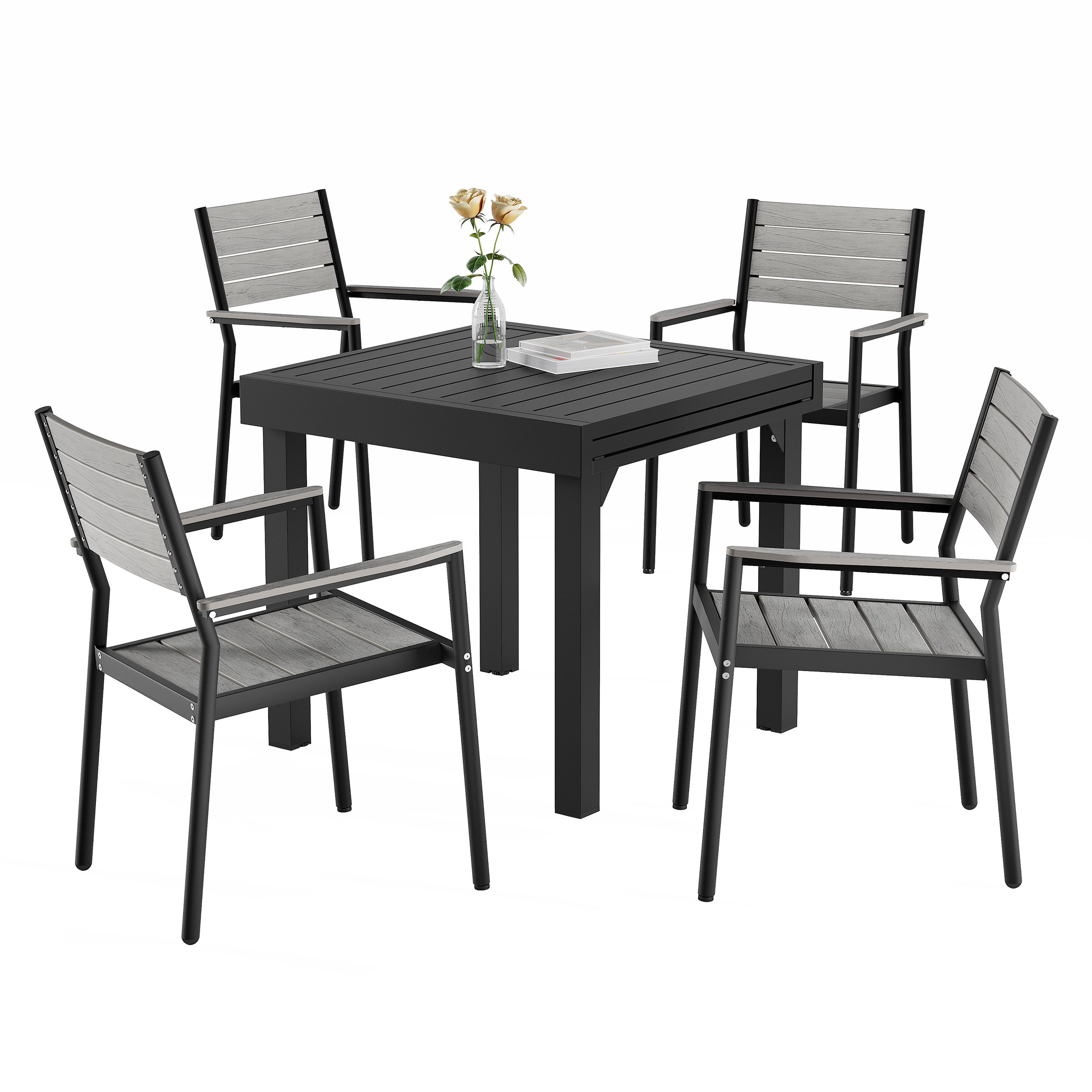 Hokku Designs Banna Square 4 - Person 31.5" Long Aluminum Dining Set ...