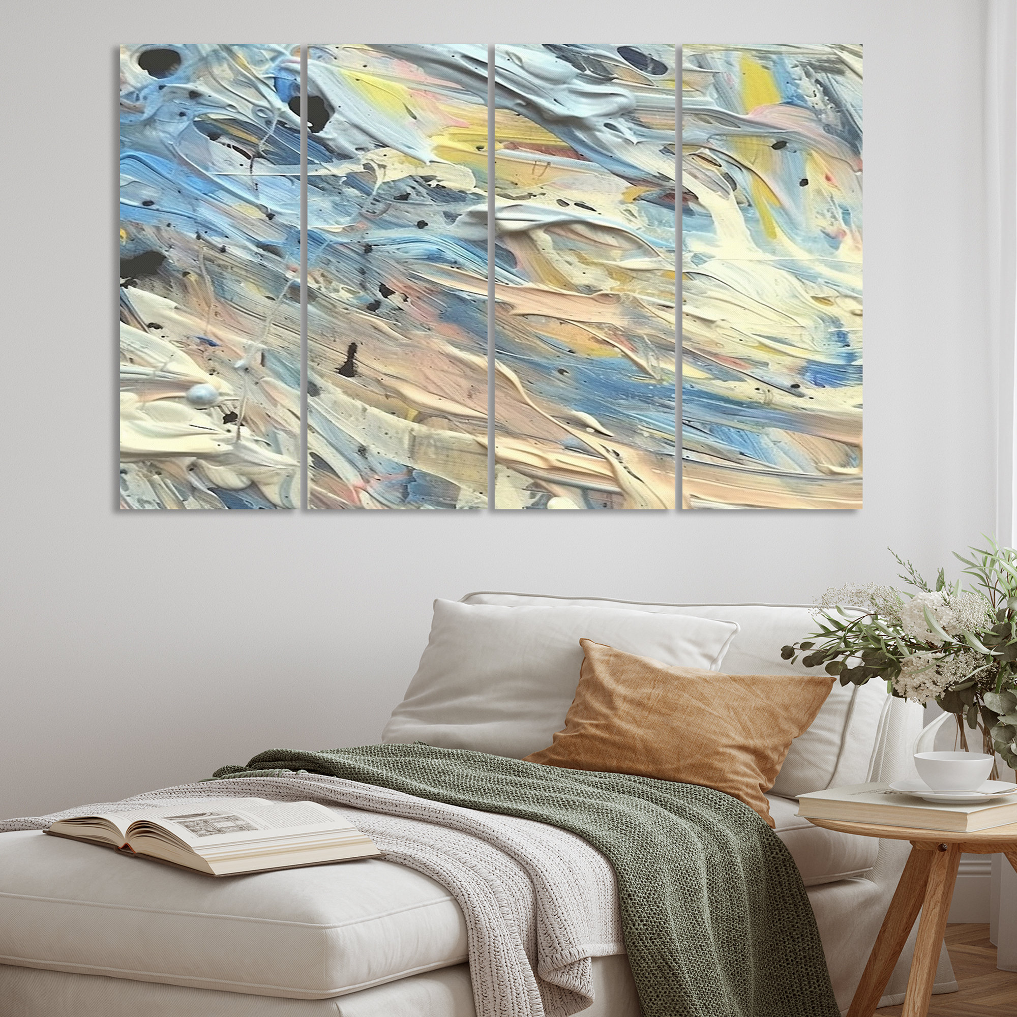 Design Art Summer Memories Abstract In White And Blue - Abstract Canvas ...