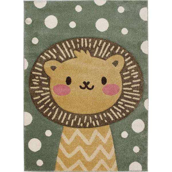Indigo Safari Kids Area Rug Children Bedroom Animal Face Green Lion ...