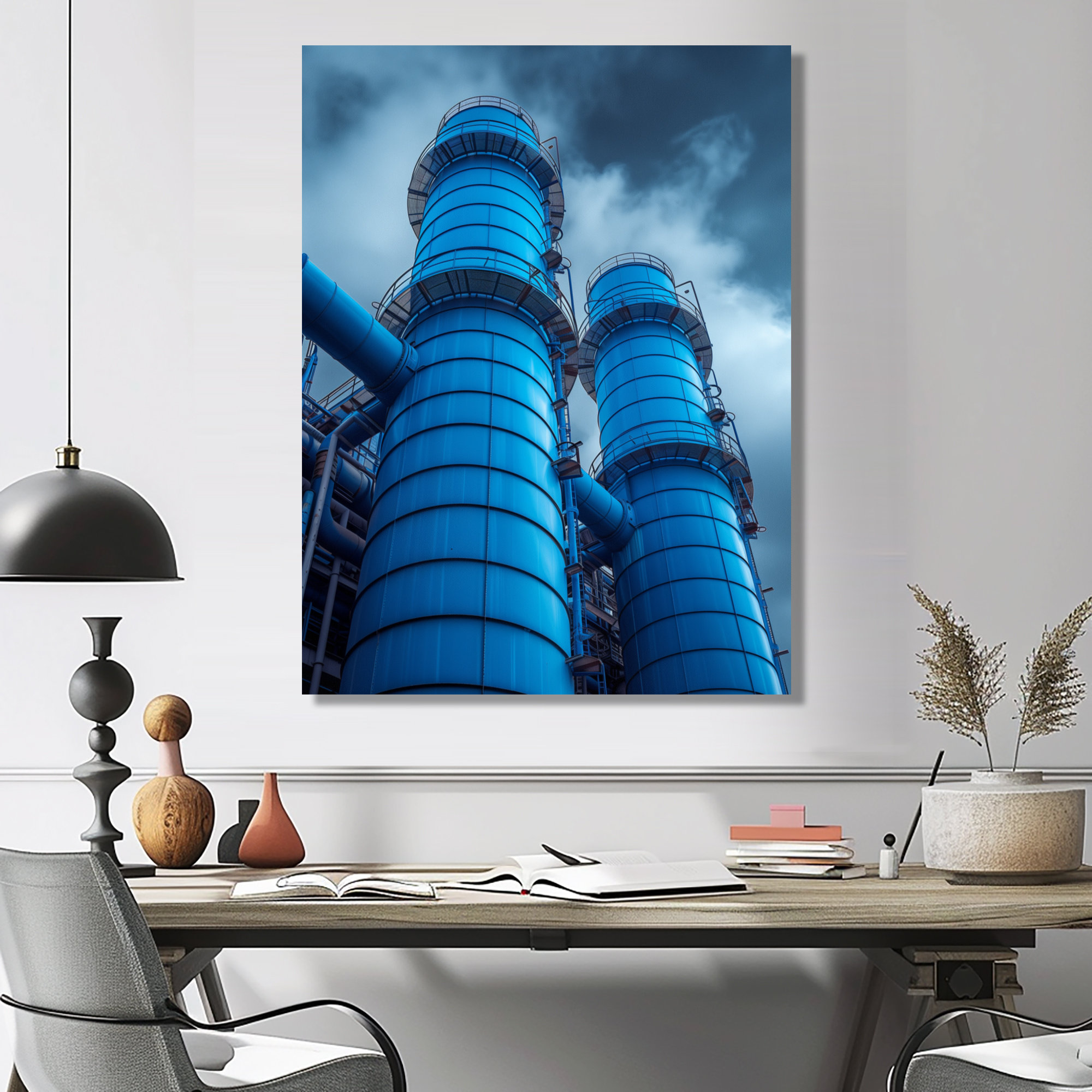 17 Stories Blue Grey Electric Oasis Power Plant Silo - Power Plants ...