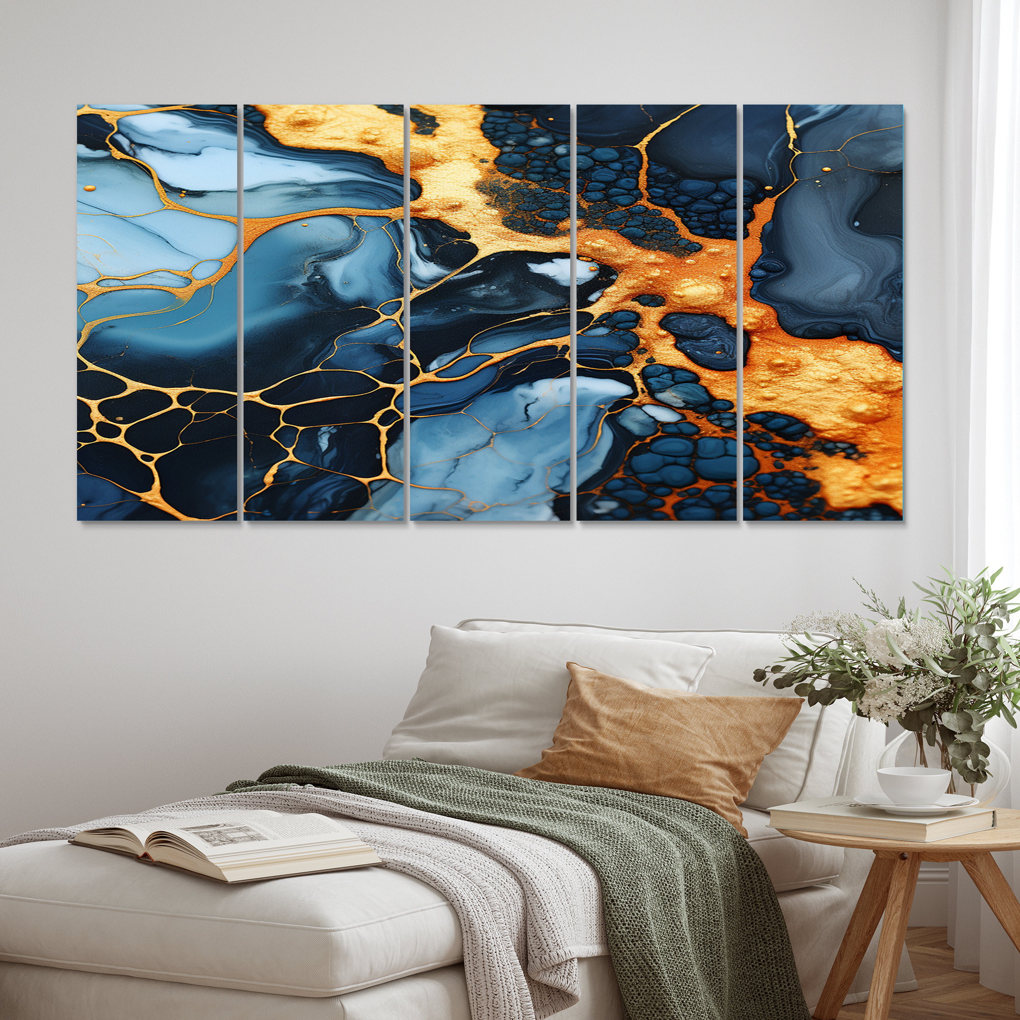 Wrought Studio™ Lava Marble Art Liquid Orange And Blue II - Abstract ...
