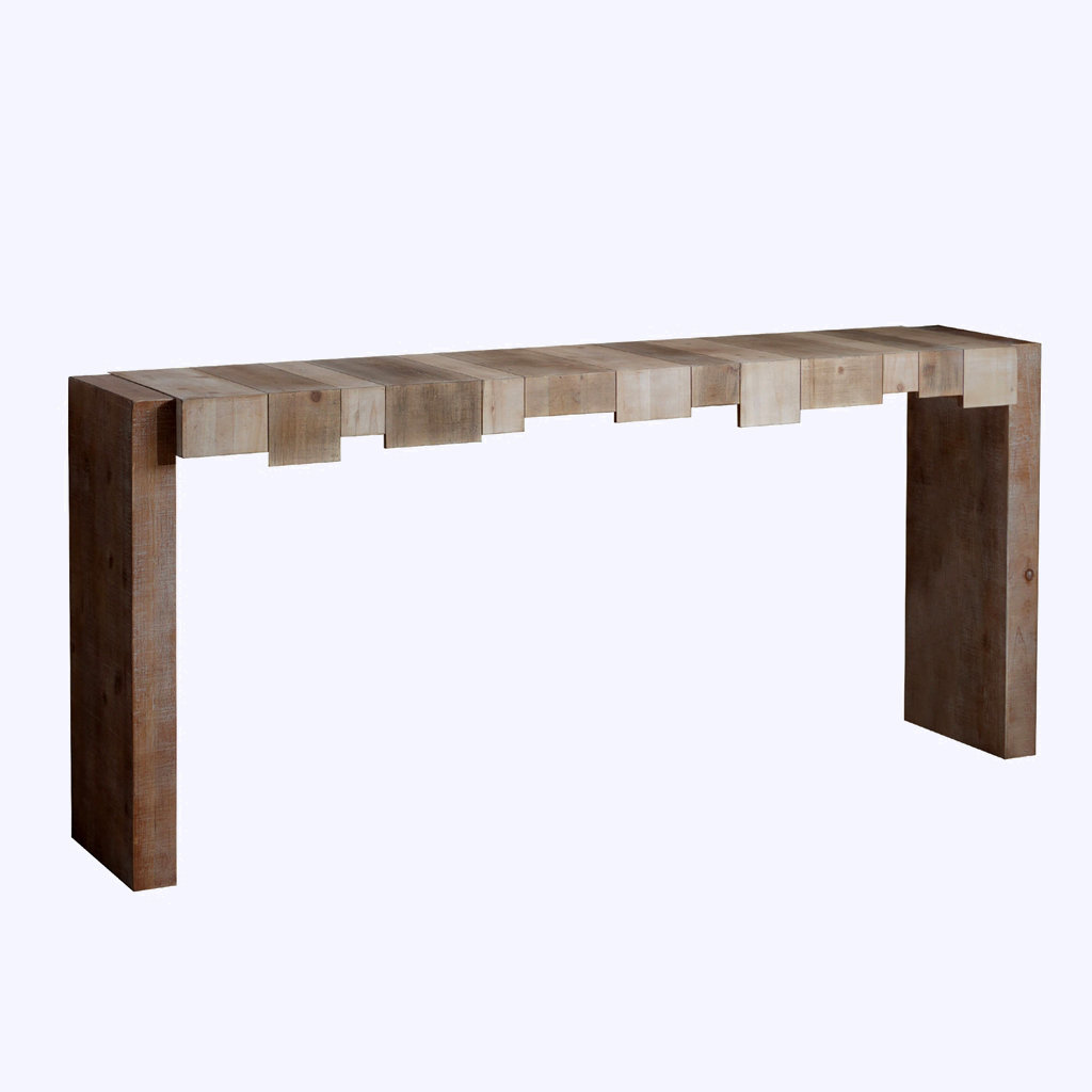 Gracie Oaks Rustic Modern Manufactured Wood Console Table with Step ...