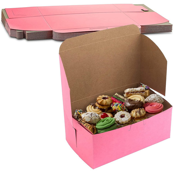 MT Products 8" x 5" x 3.50" Kraft Pink Bakery Boxes No-Window | Wayfair