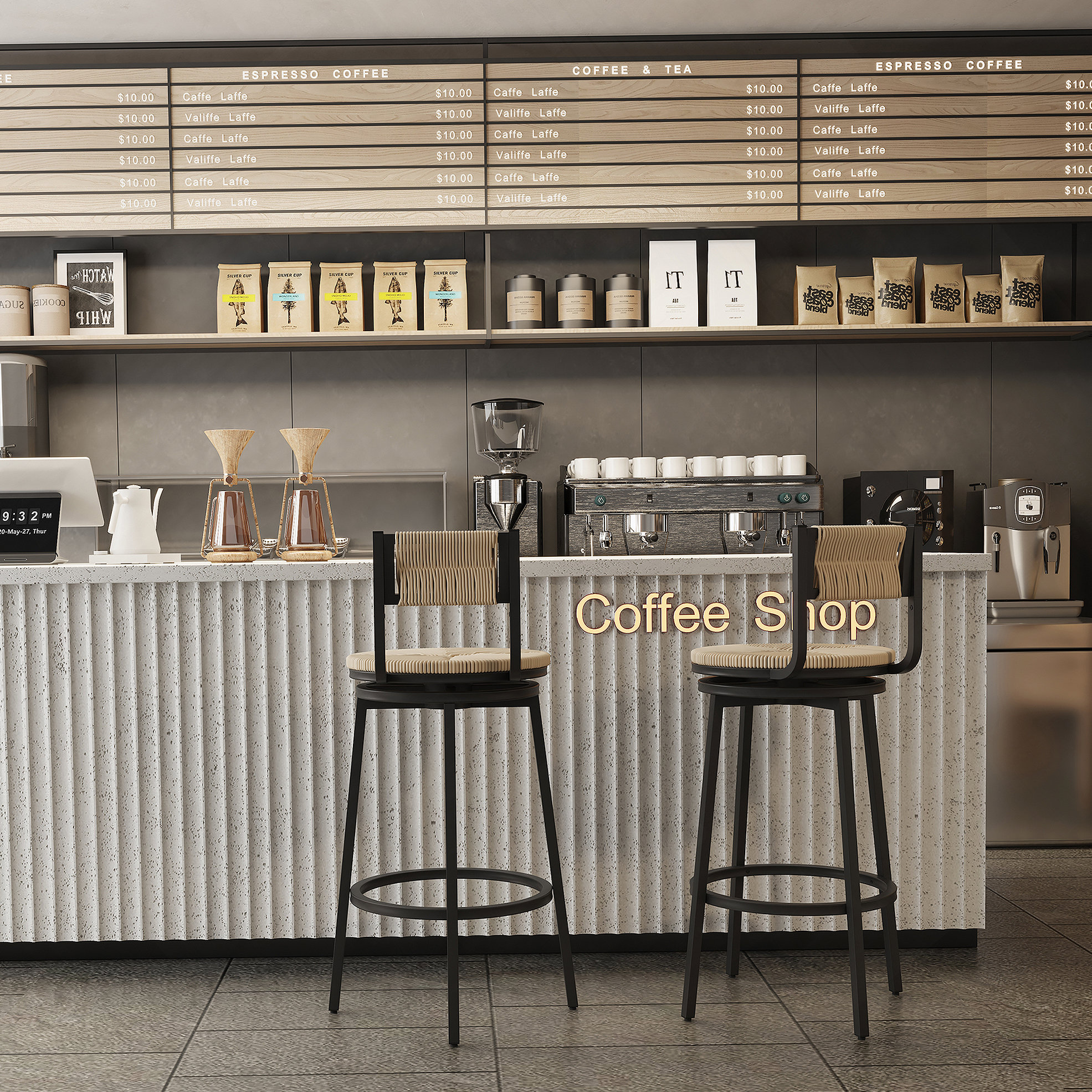 Bay Isle Home™ Set of 2 Counter Height Bar Stools with Footrest Swivel ...