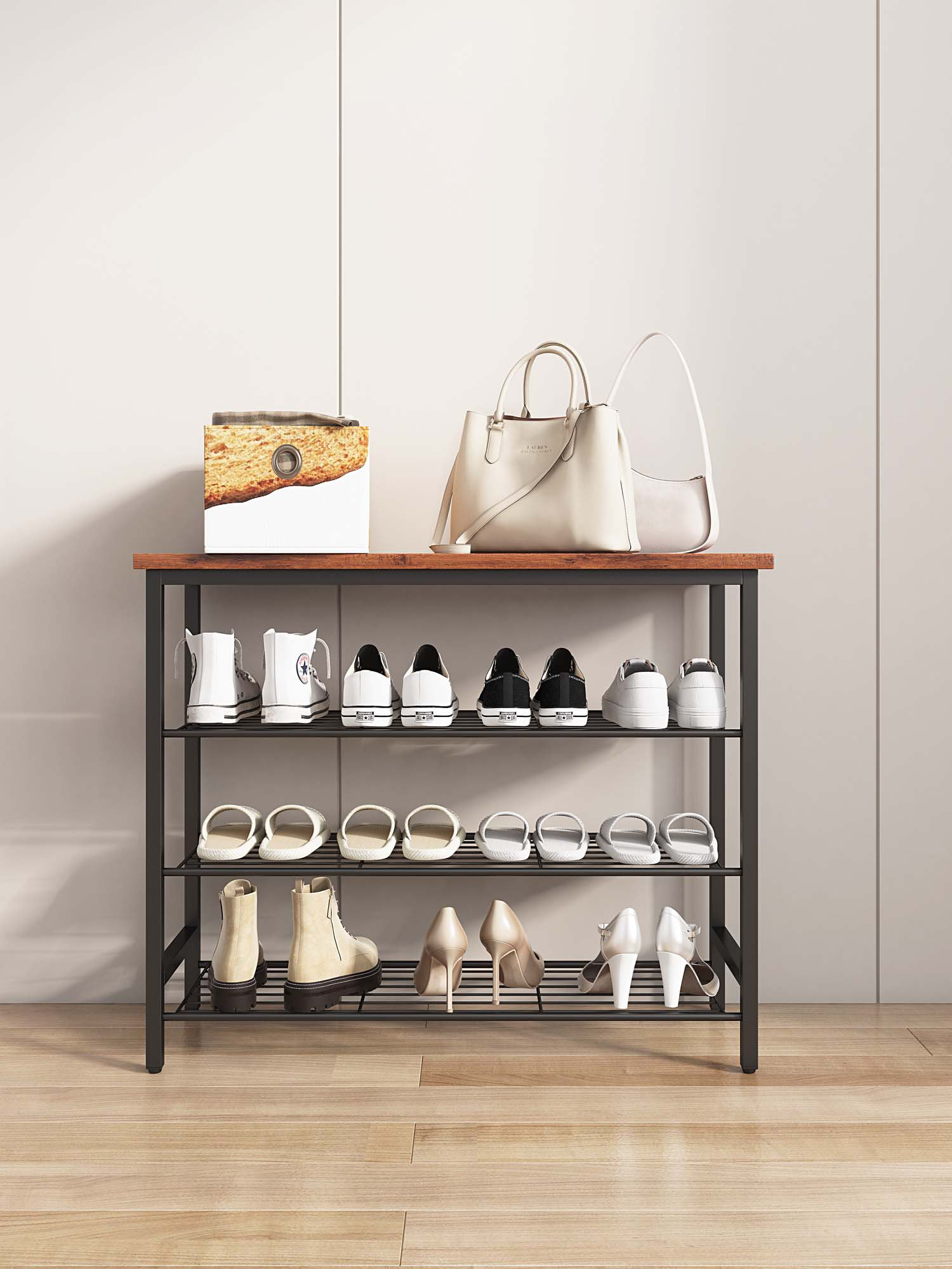 17 Stories 4-Tier Metal Shoe Rack, Modern Multifunctional Shoe Storage ...