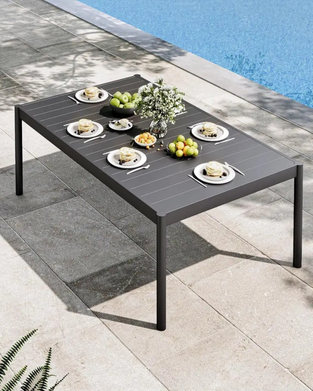 Latitude Run® Aluminum Outdoor Metal Table For 4-6 People, Rectangular ...
