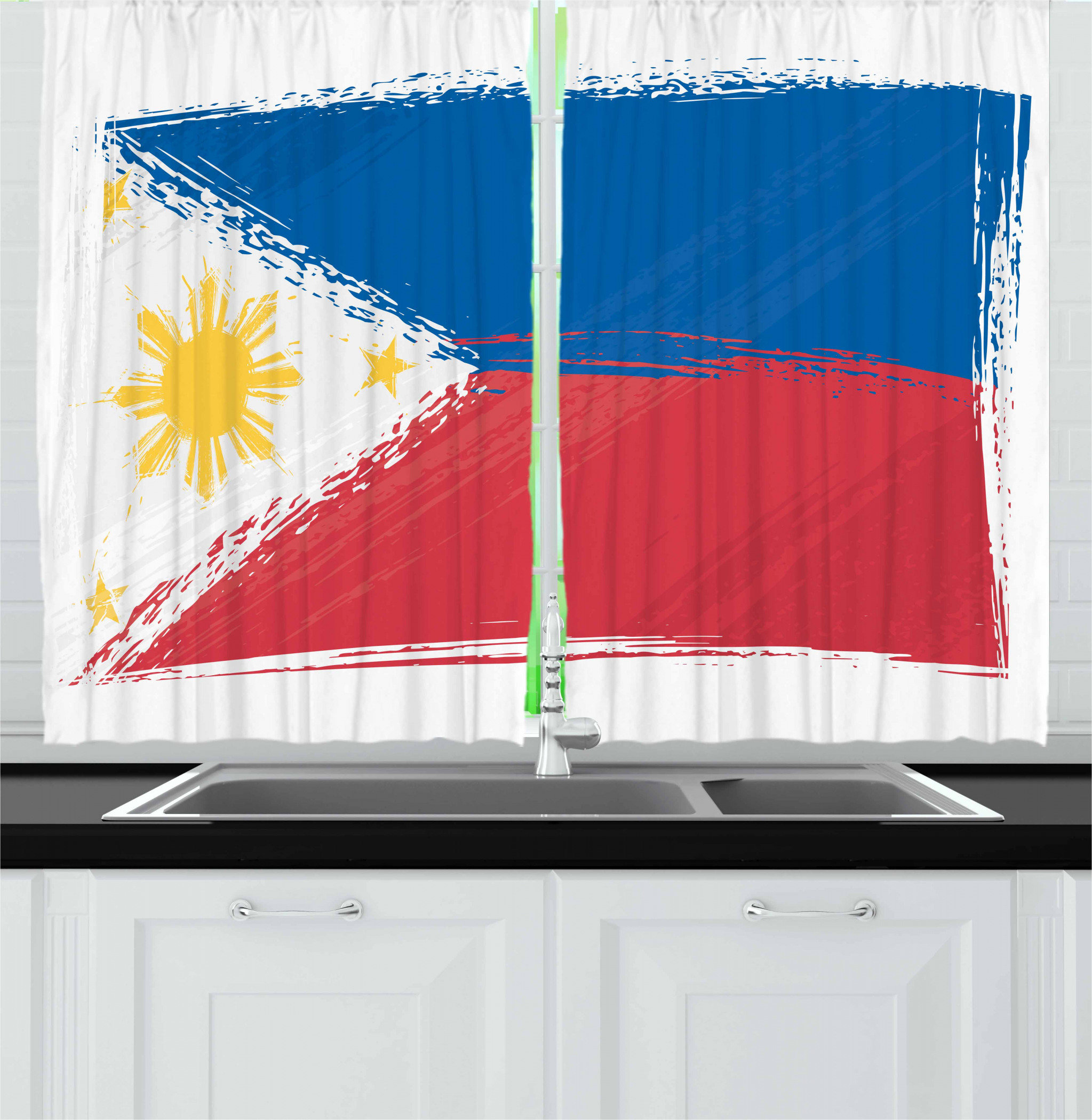 East Urban Home Filipino 2 Piece Kitchen Curtain Set | Wayfair
